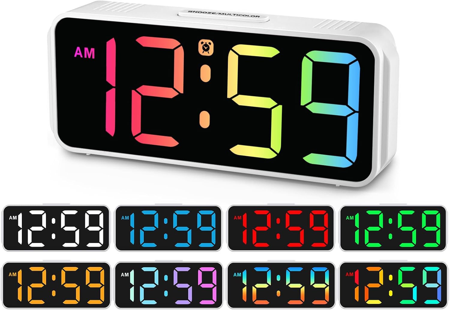Small Digital Alarm Clock Plug in for Bedrooms Bedside, Tiny Electric ...