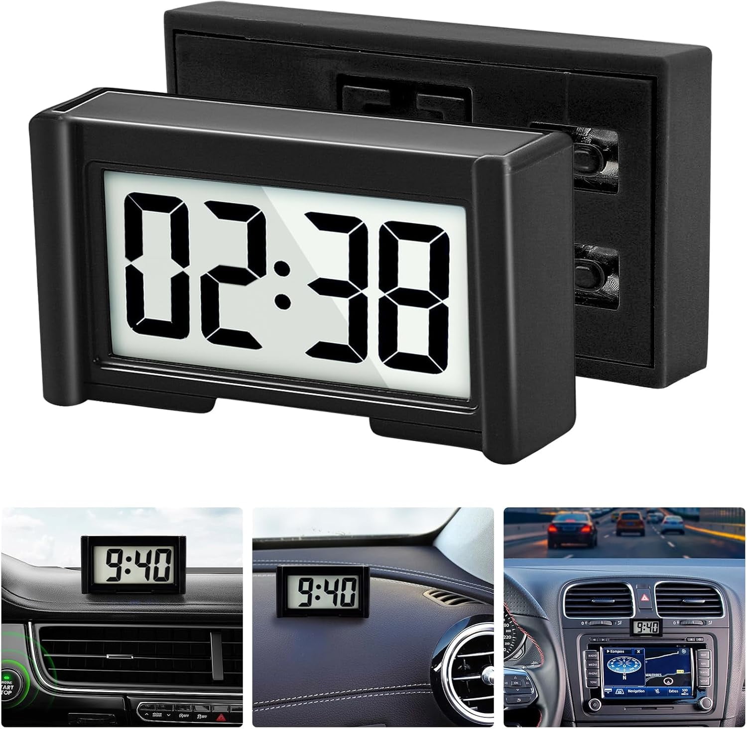 Small Digital Clock, Mini Car Dashboard Clock Battery Operated, Car ...