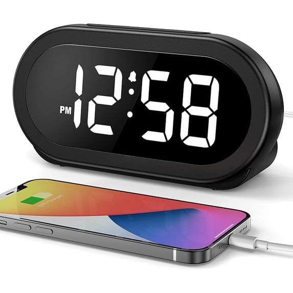 Small Digital Clock for Bedroom: 6 Dimmable Brightness 4 Alarm Volume ...