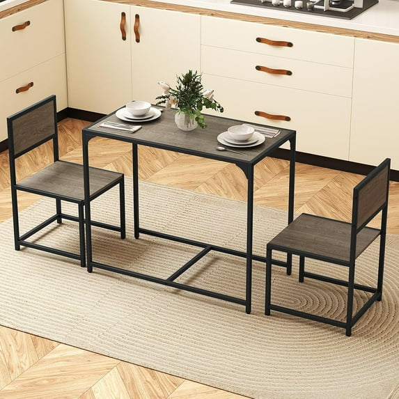 Small Dining Table for 2, Industrial Table and Chairs Set w/Metal Frame ...