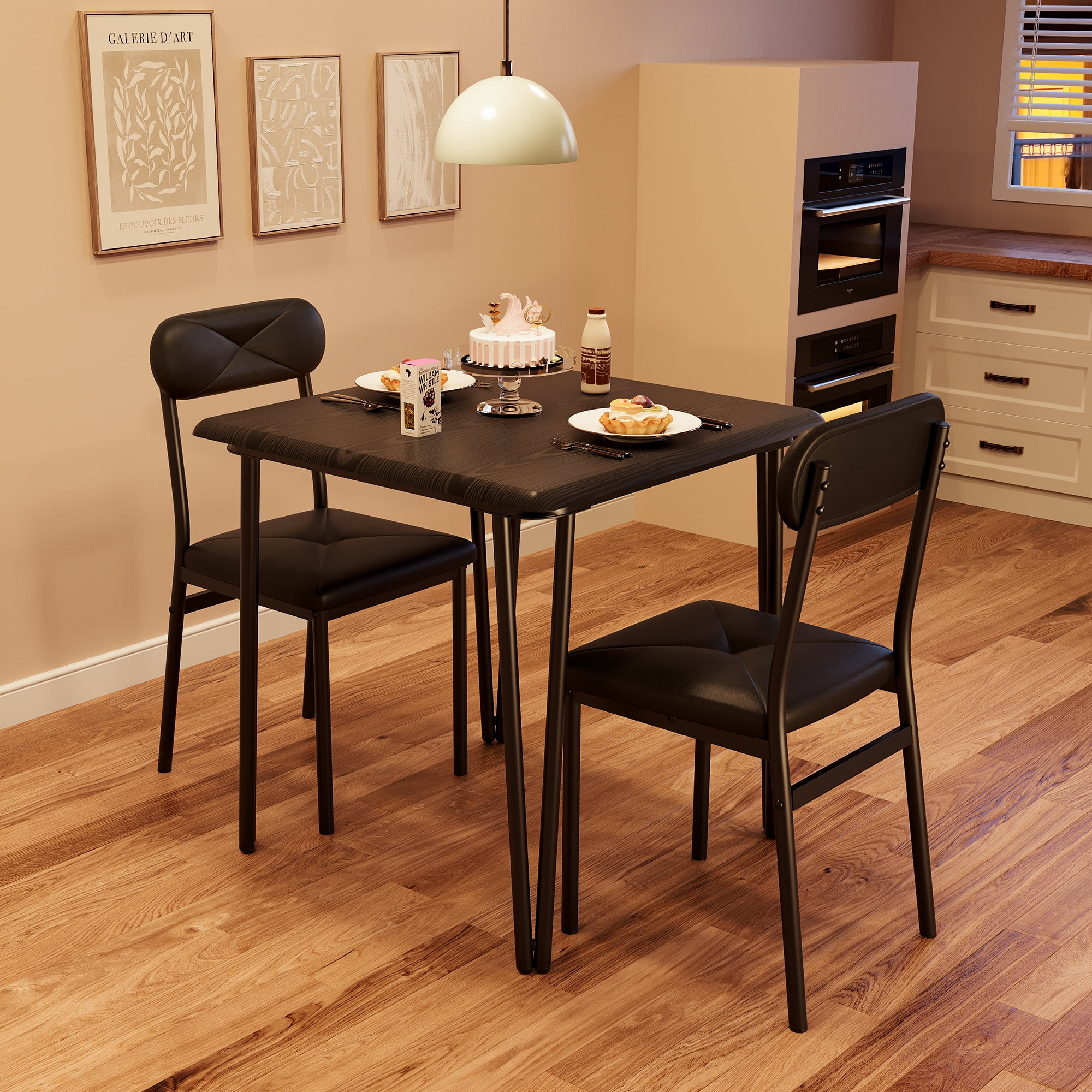 Small Dining Table Set for 2 with Upholstered Chairs kitchen Dinner Table and Chairs Set of 2 3 Piece Modern 2 Person Dinette Set Furniture Ideal for