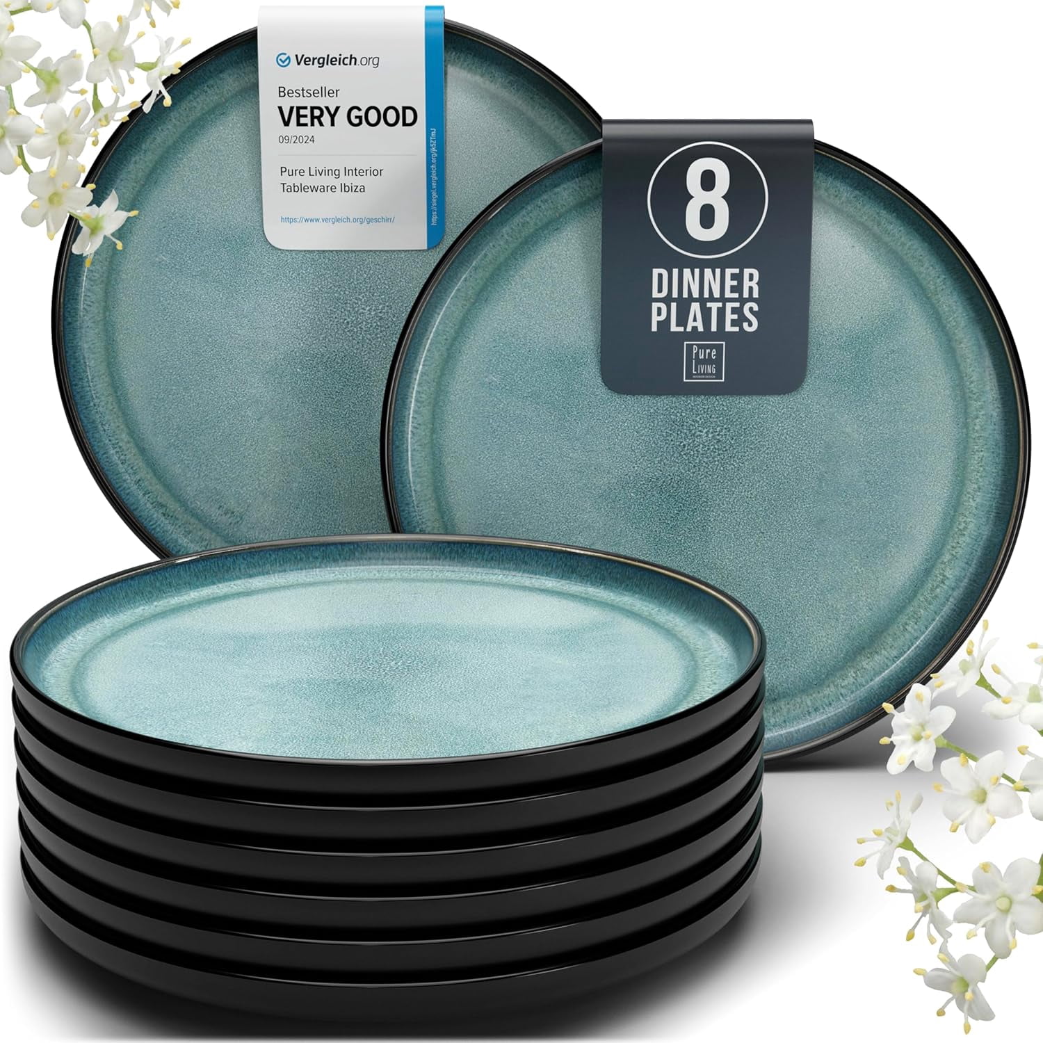 Small Dinner Plates Set of 4, 7.5" Stoneware Salad and Dessert Plates ...