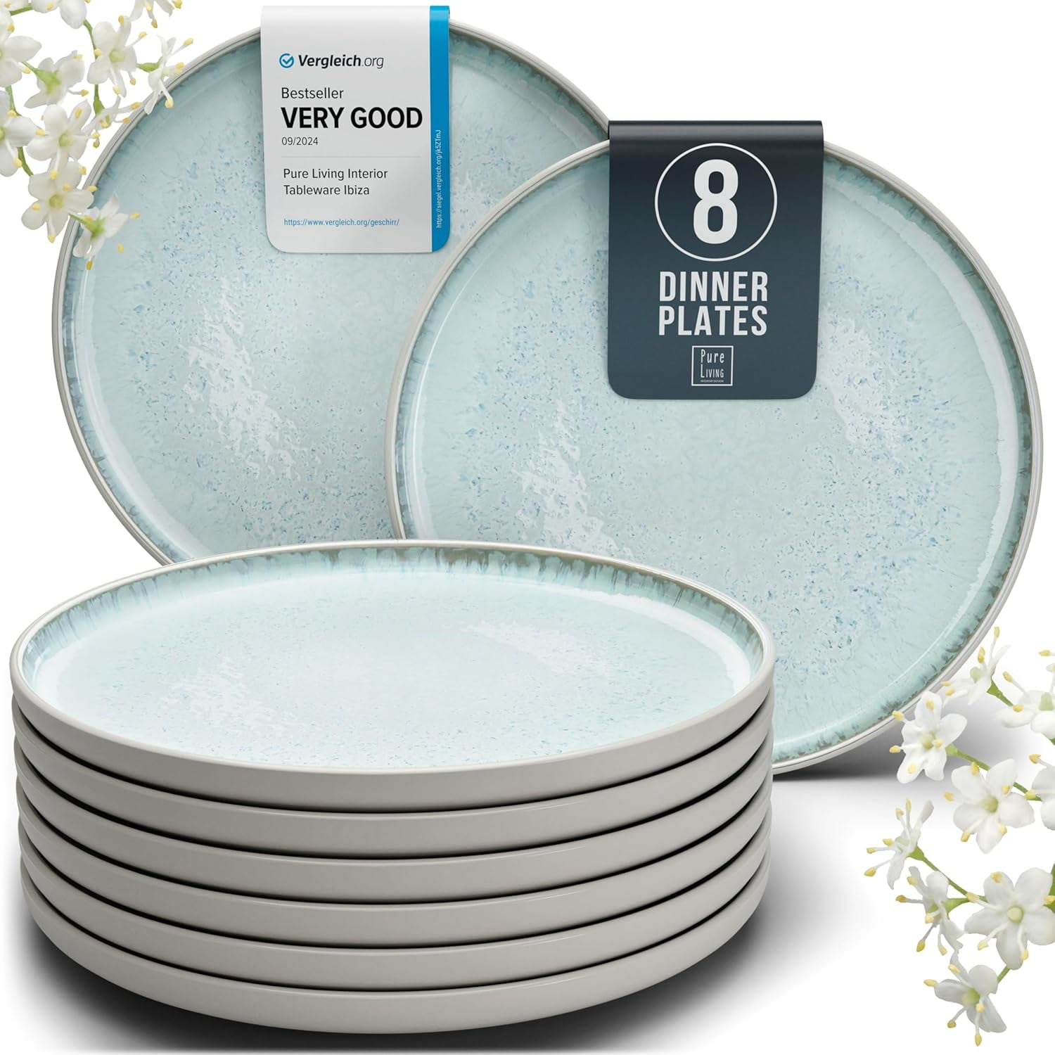 Small Dinner Plates Set of 4, 7.5" Stoneware Salad and Dessert Plates ...