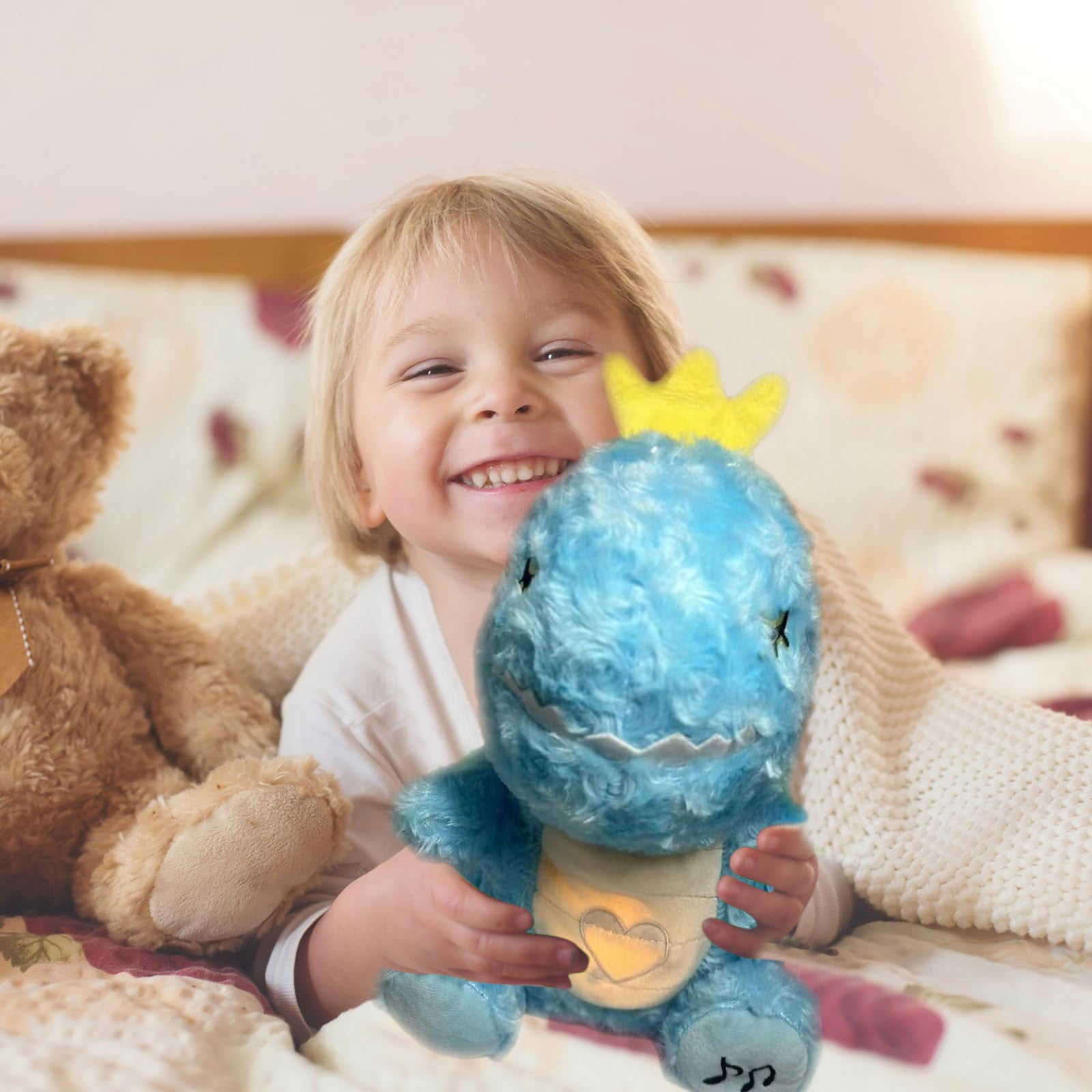 Small Dinosaur Doll,Calming Toy Companion with Dynamic Heartbeat and ...