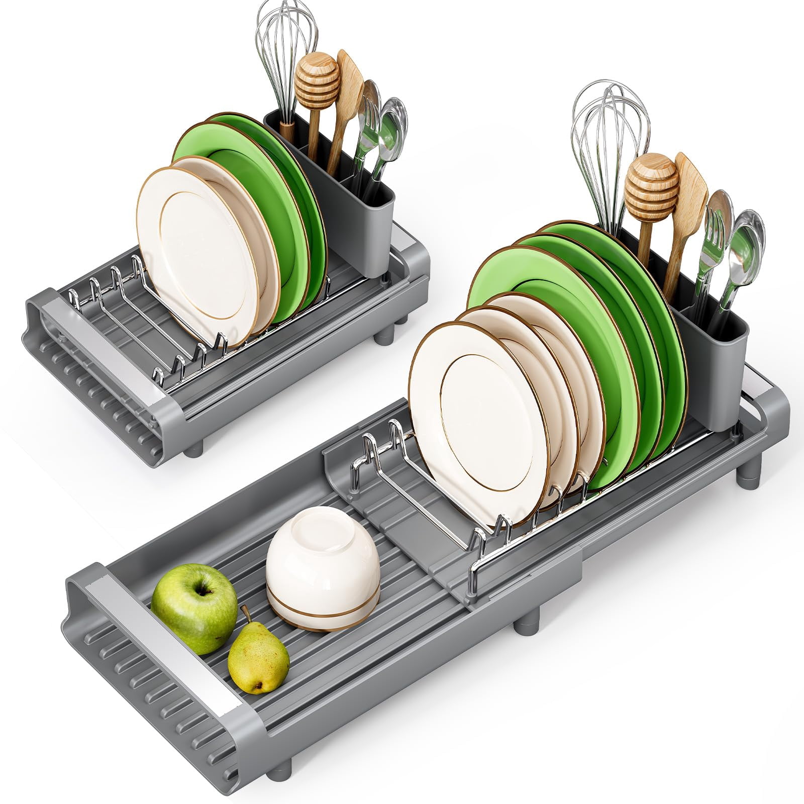 Small Dish Drying Rack Expandable Compact Stainless Steel Dish Drainer ...