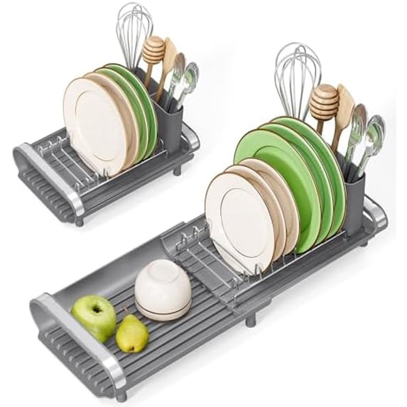 Small Dish Drying Rack, Mini Expandable Compact Dish Rack, Slim ...