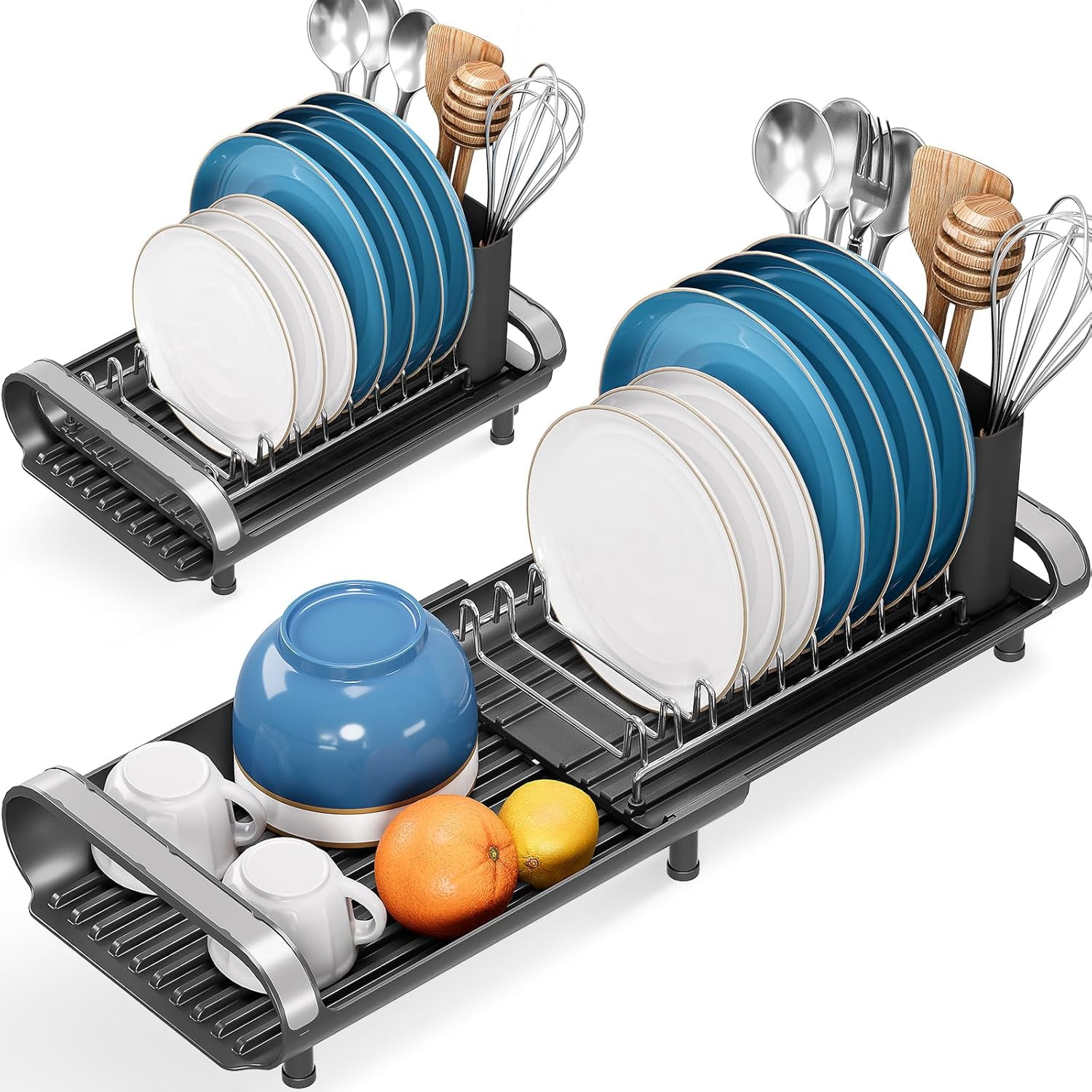 Small Dish Drying Rack, Mini Expandable Compact Dish Rack, Slim ...