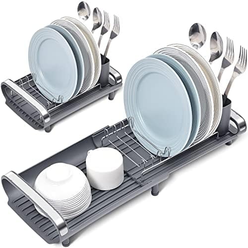 Small Dish Drying Rack, Mini Expandable Compact Dish Rack, Slim ...