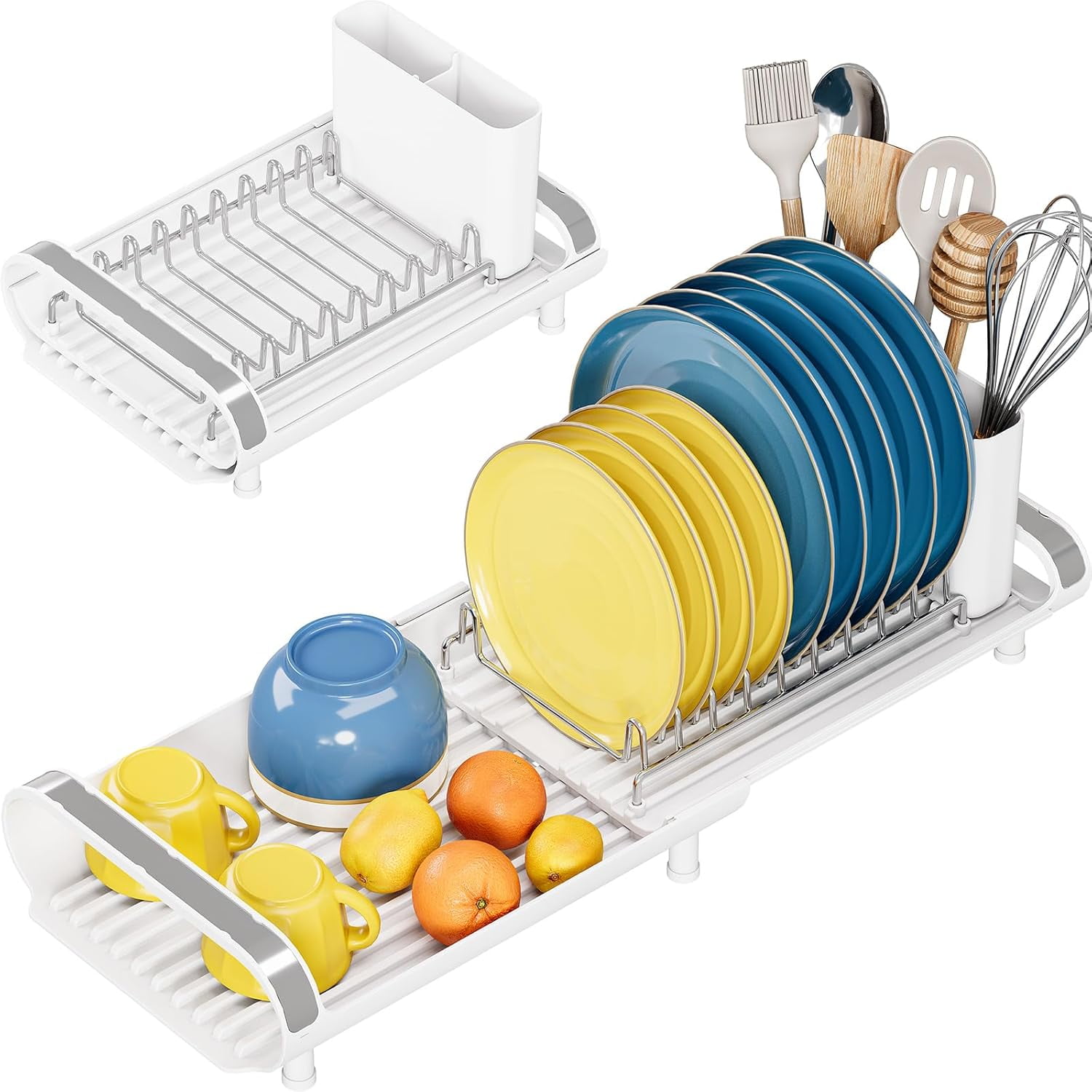 Small Dish Drying Rack, Mini Expandable Compact Dish Rack, Slim ...