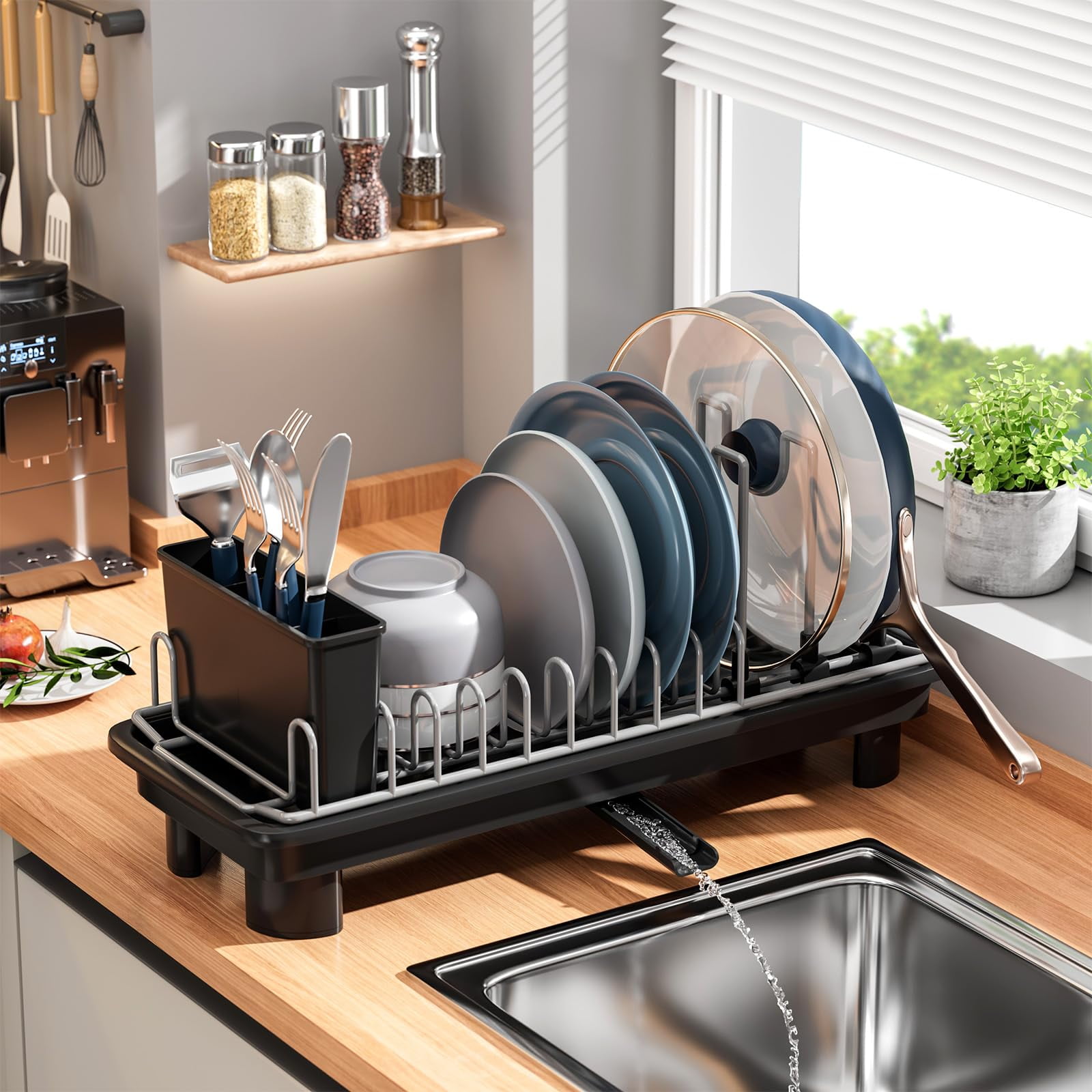 Small Dish Rack with Drainboard, Compact Stainless Steel Dish Drying ...