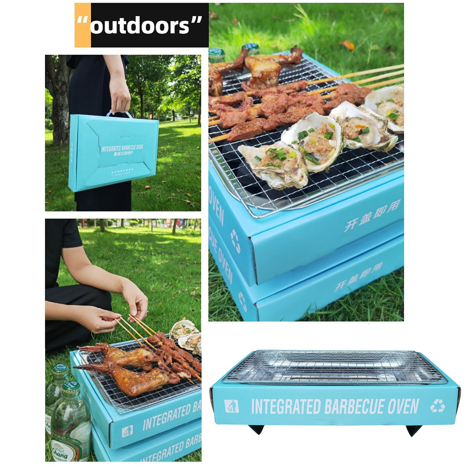 Small Disposable Grill Outdoor Portable 12.60x8.66x1.97 inches Charcoal ...