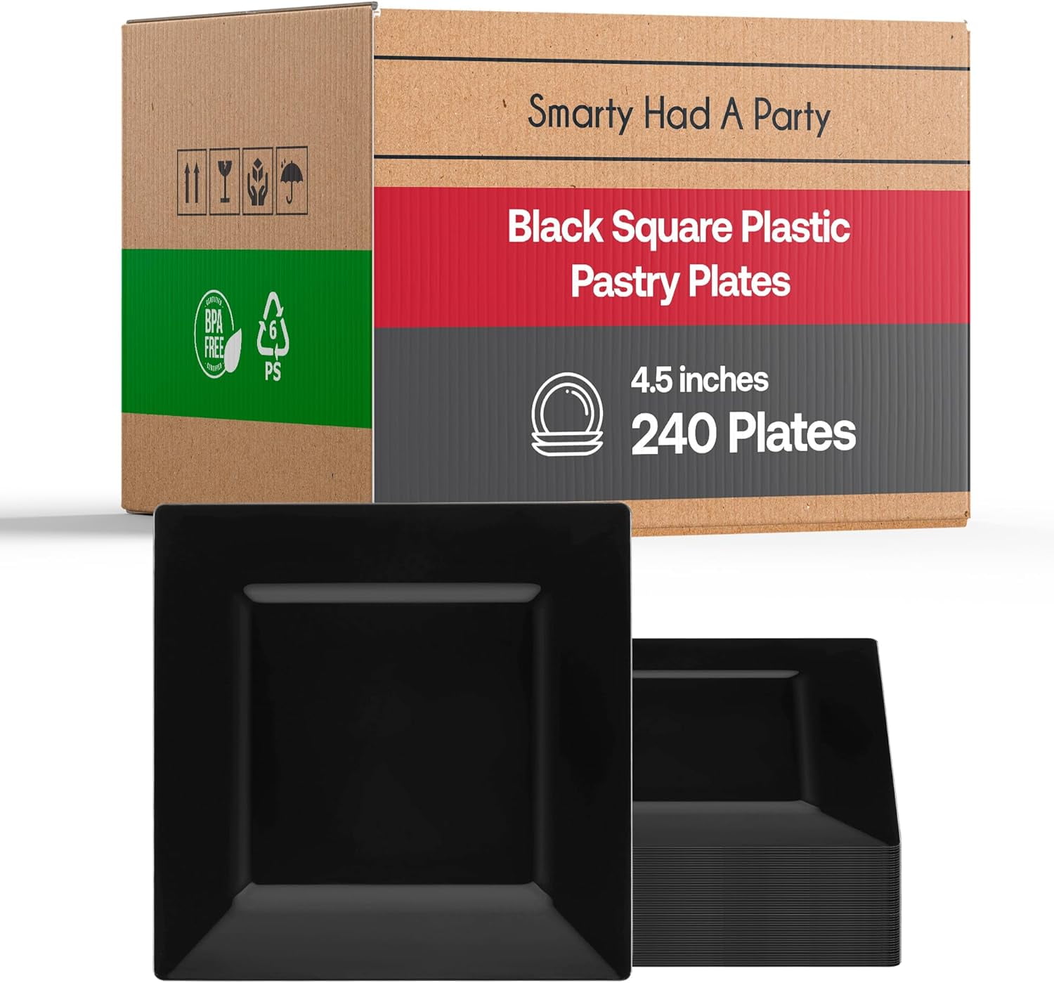 Small Disposable Plastic Plates - Heavy Duty Square Plates - Bulk Party ...