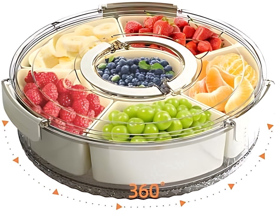 NOBRAND, Small Divided Serving Tray with Lid Handle, 1 Pack, Portable ...