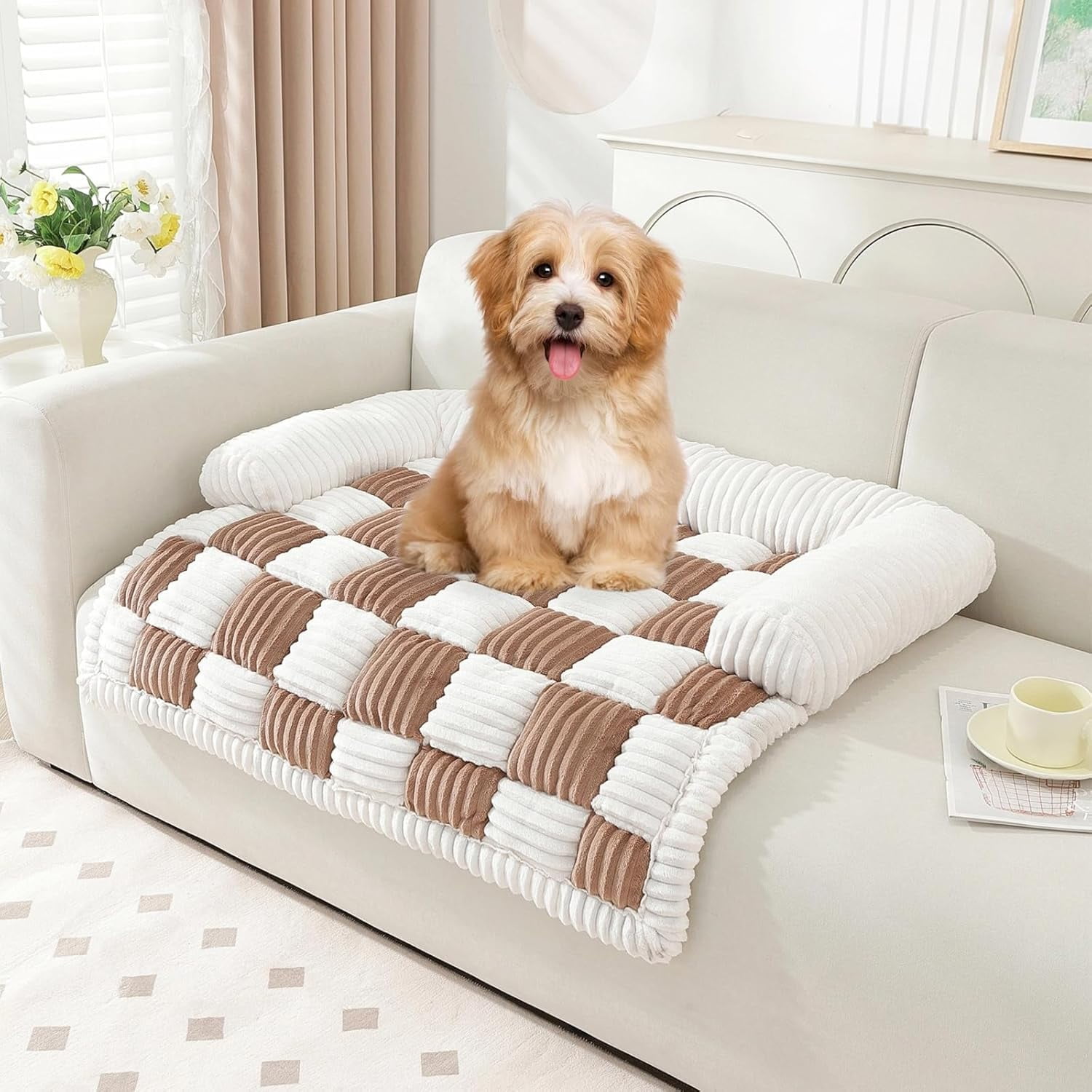 Small Dog Bed for Couch, Washable Pet Bed Mat, Checkerboard Cozy Plush ...
