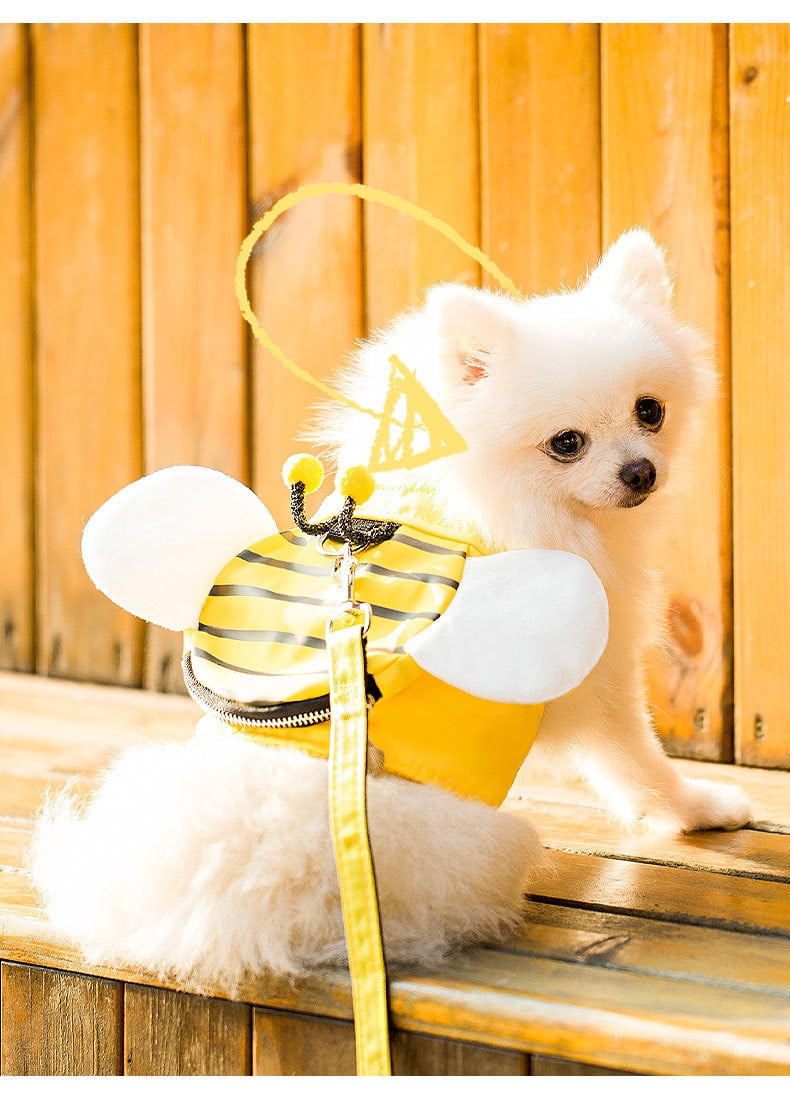 Small Dog Bee Harness and Leash Set Cat Bee Costume Pet Funny Walking ...