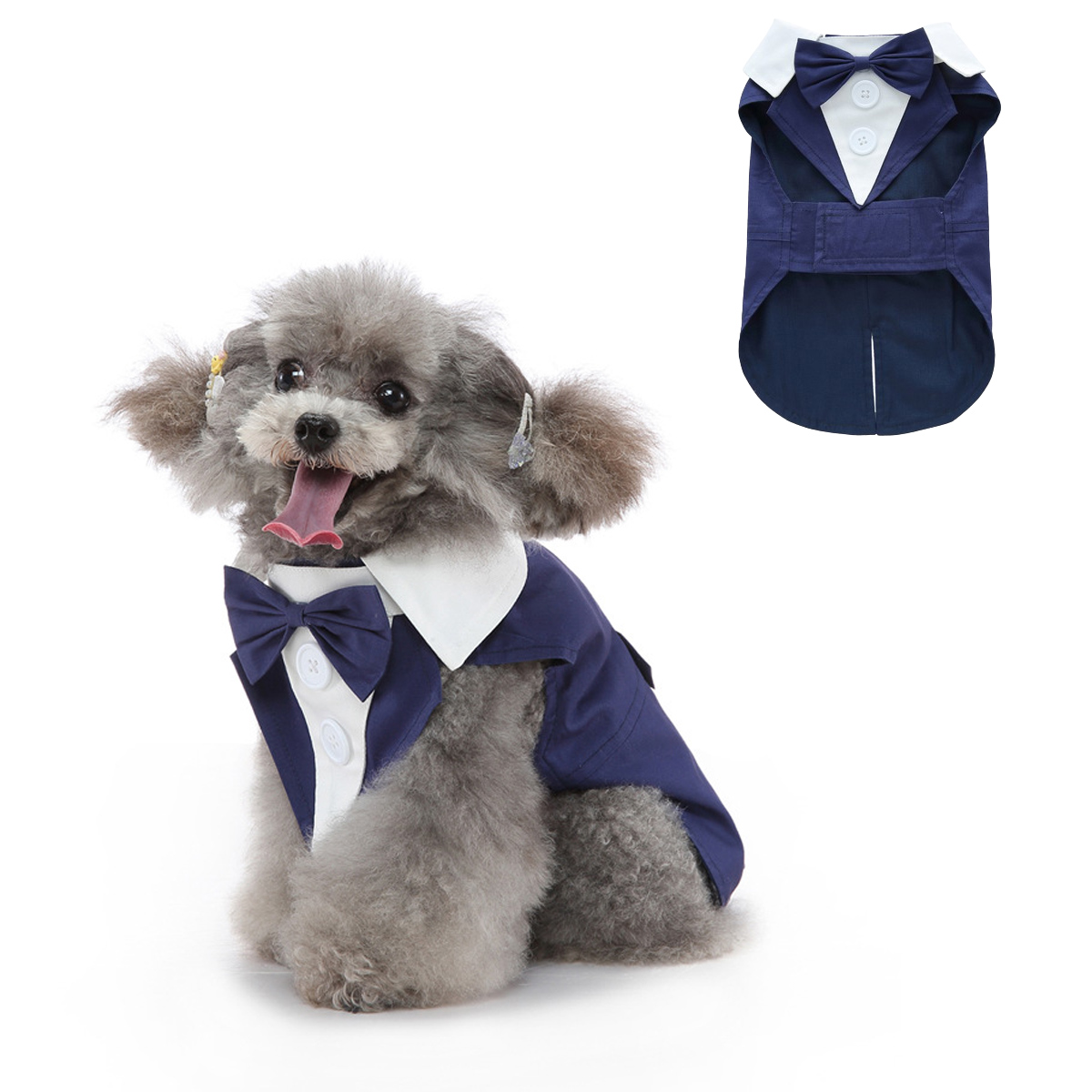 Small Dog Bowtie Tuxedo Suit Pet Costume Set, Puppy Cat Formal Shirt With Adjustable Bow Tie ...