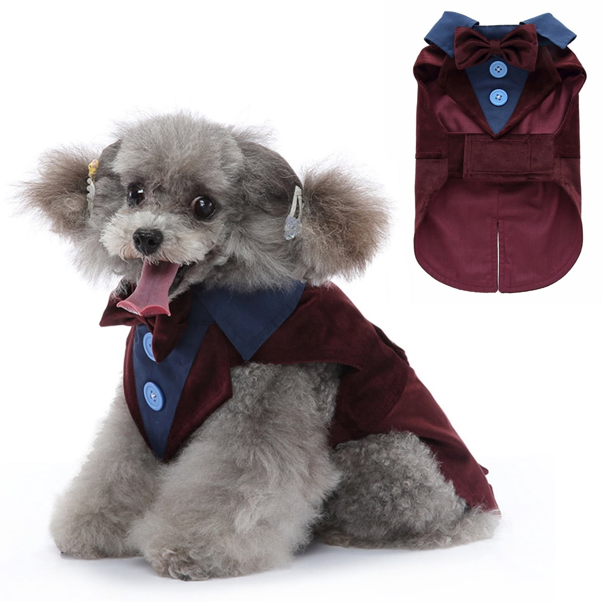 Small Dog Bowtie Tuxedo Suit Pet Costume Set, Puppy Cat Formal Shirt ...