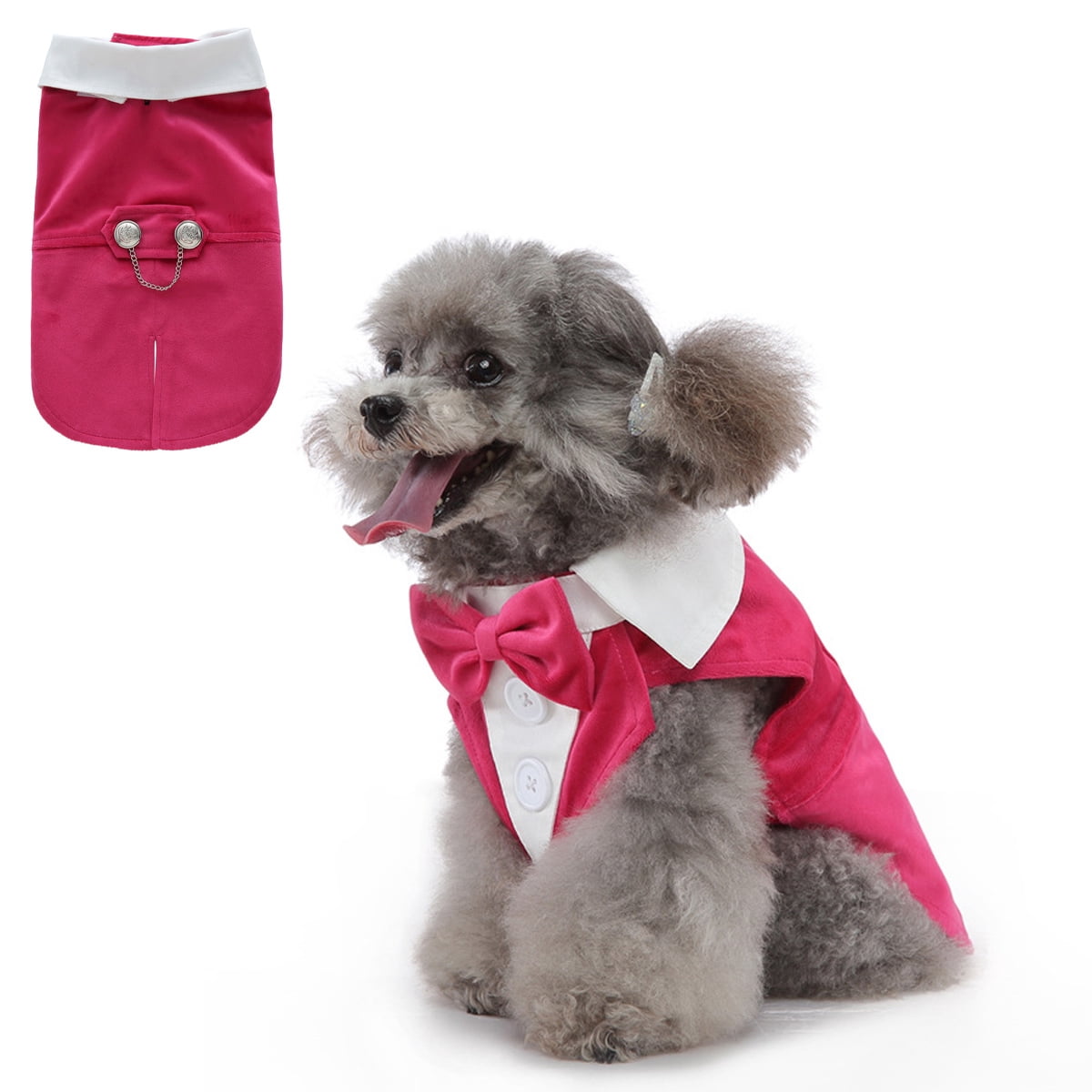 Small Dog Bowtie Tuxedo Suit Pet Costume Set, Puppy Cat Formal Shirt ...