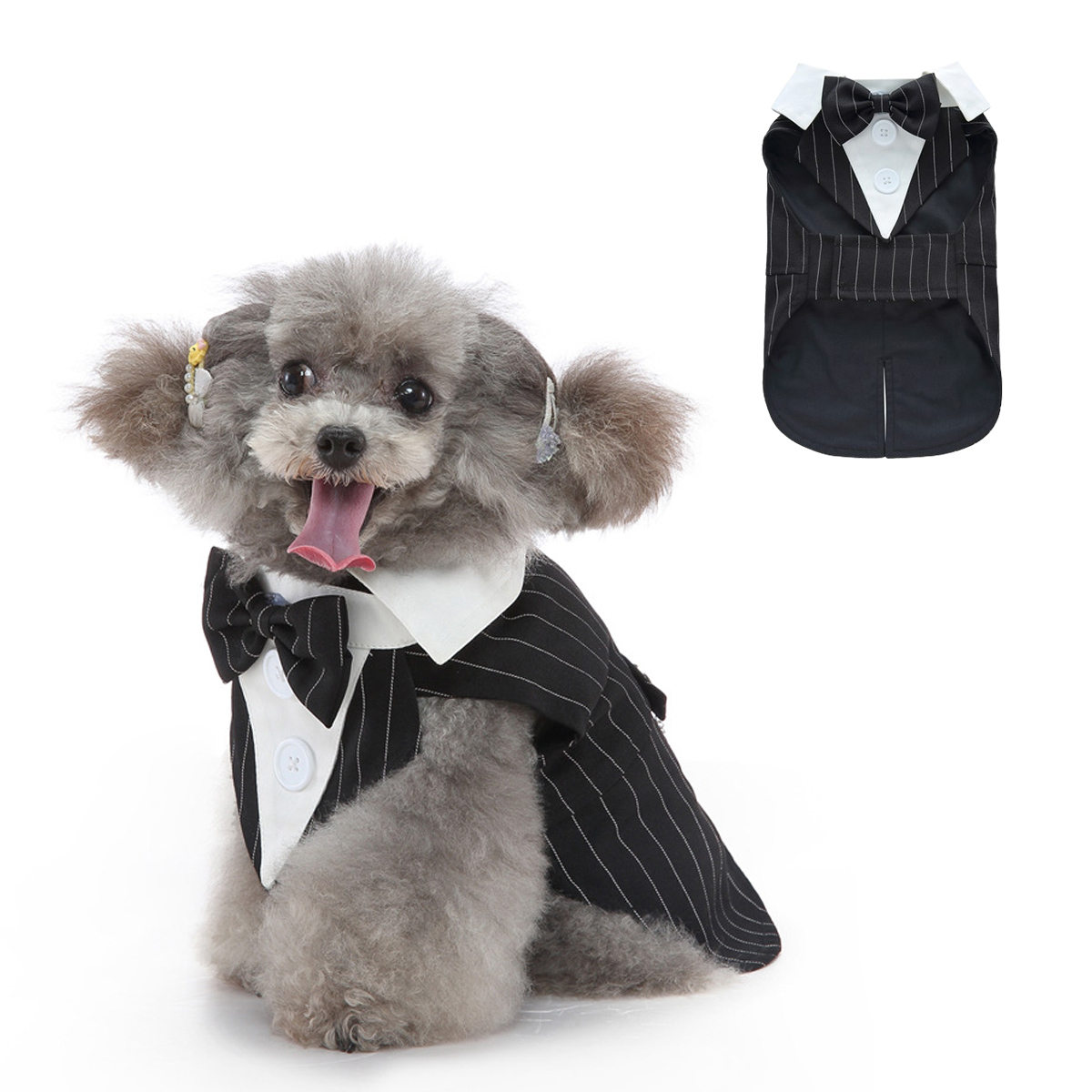 Small Dog Bowtie Tuxedo Suit Pet Costume Set, Puppy Cat Formal Shirt ...