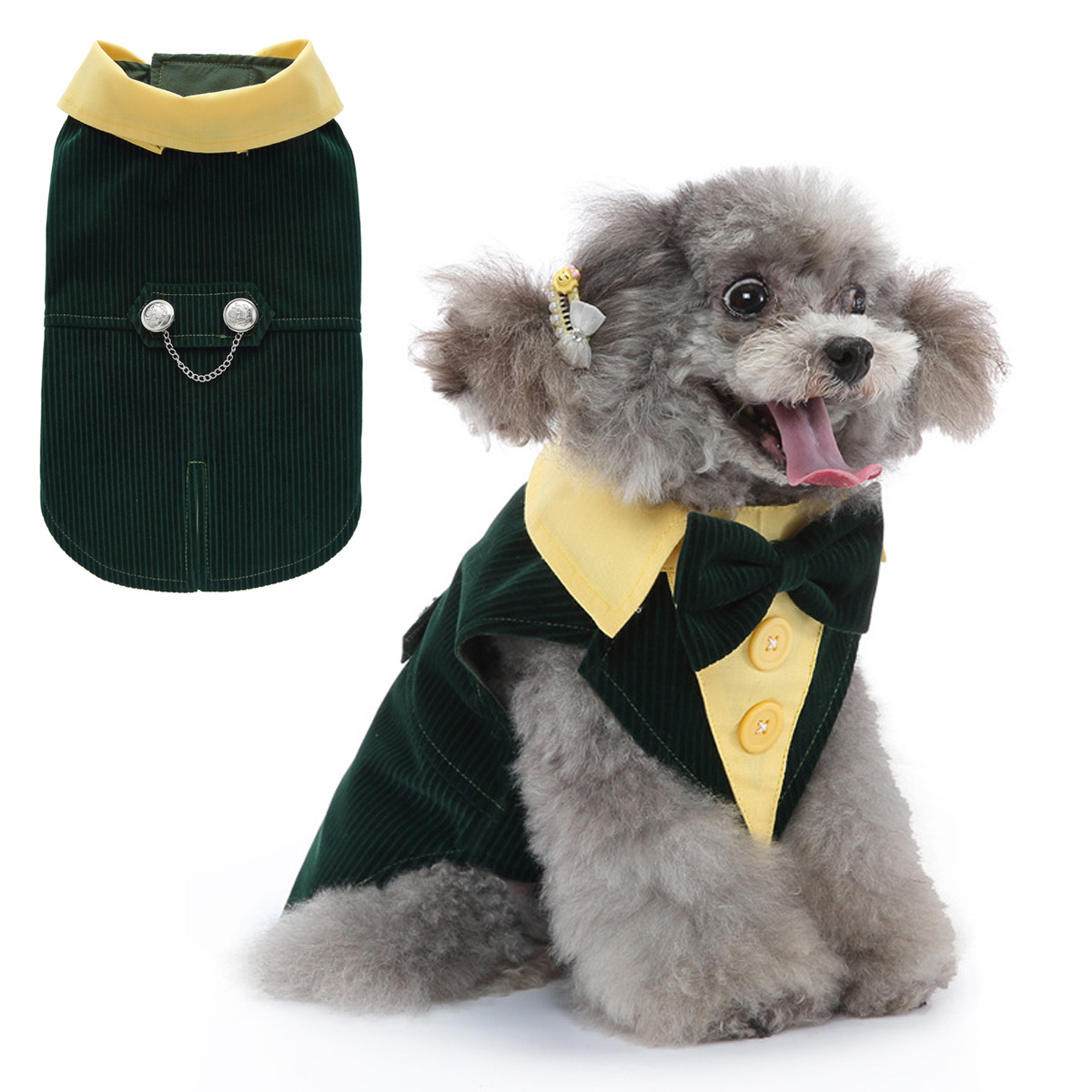 Small Dog Bowtie Tuxedo Suit Pet Costume Set, Puppy Cat Formal Shirt ...