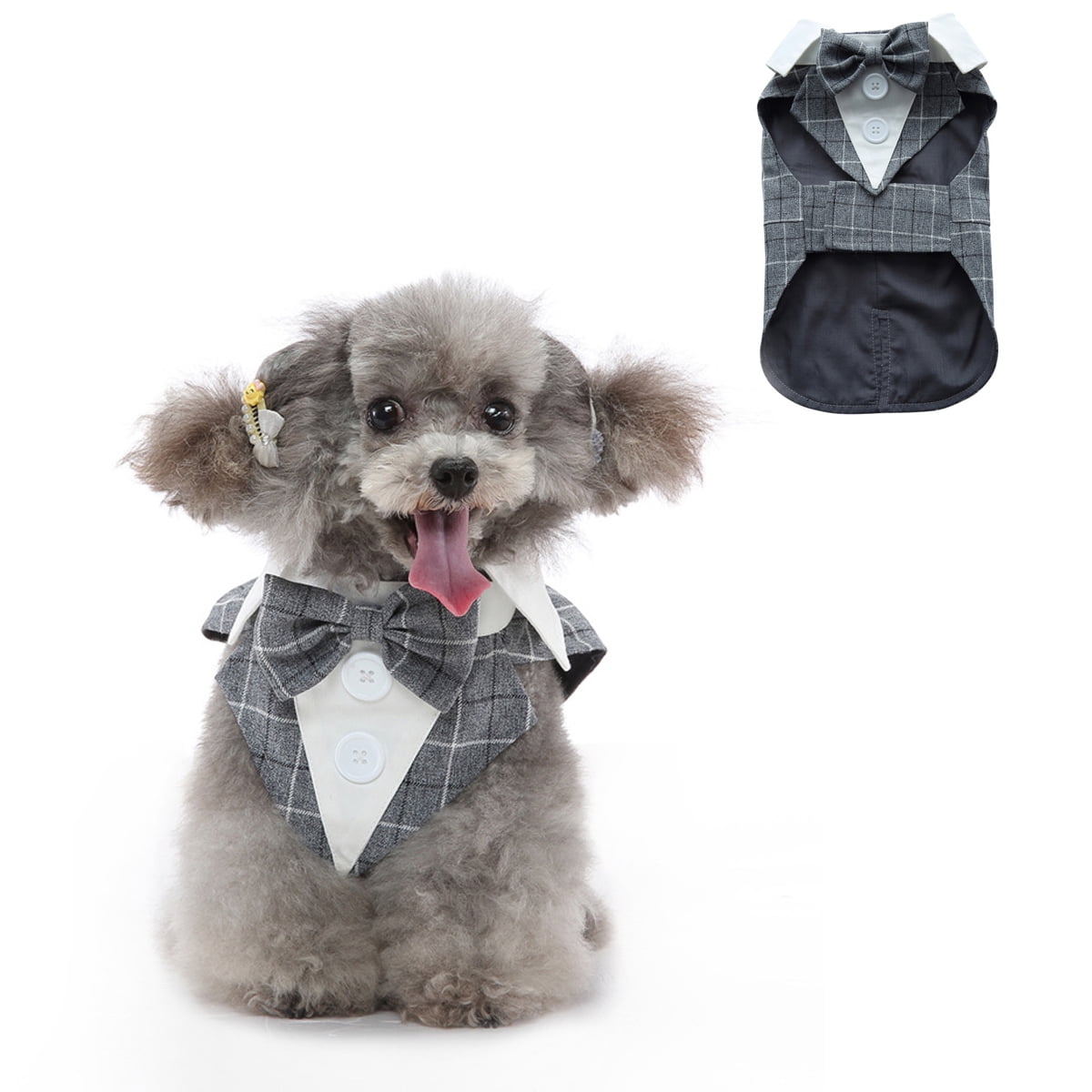 Small Dog Bowtie Tuxedo Suit Pet Costume Set, Puppy Cat Formal Shirt ...