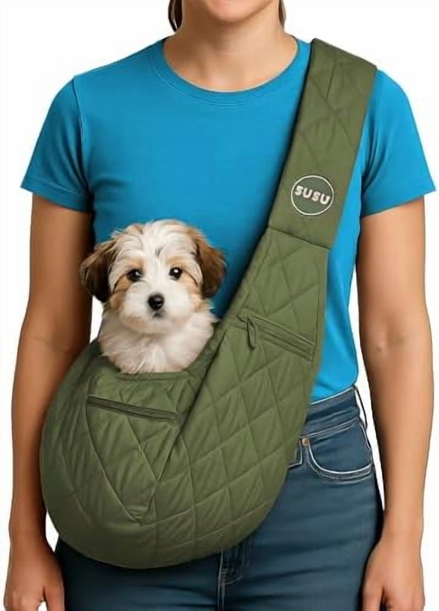 Small Dog Carrier Sling – Olive Green Hands‑Free 2‑in‑1 Sling ...