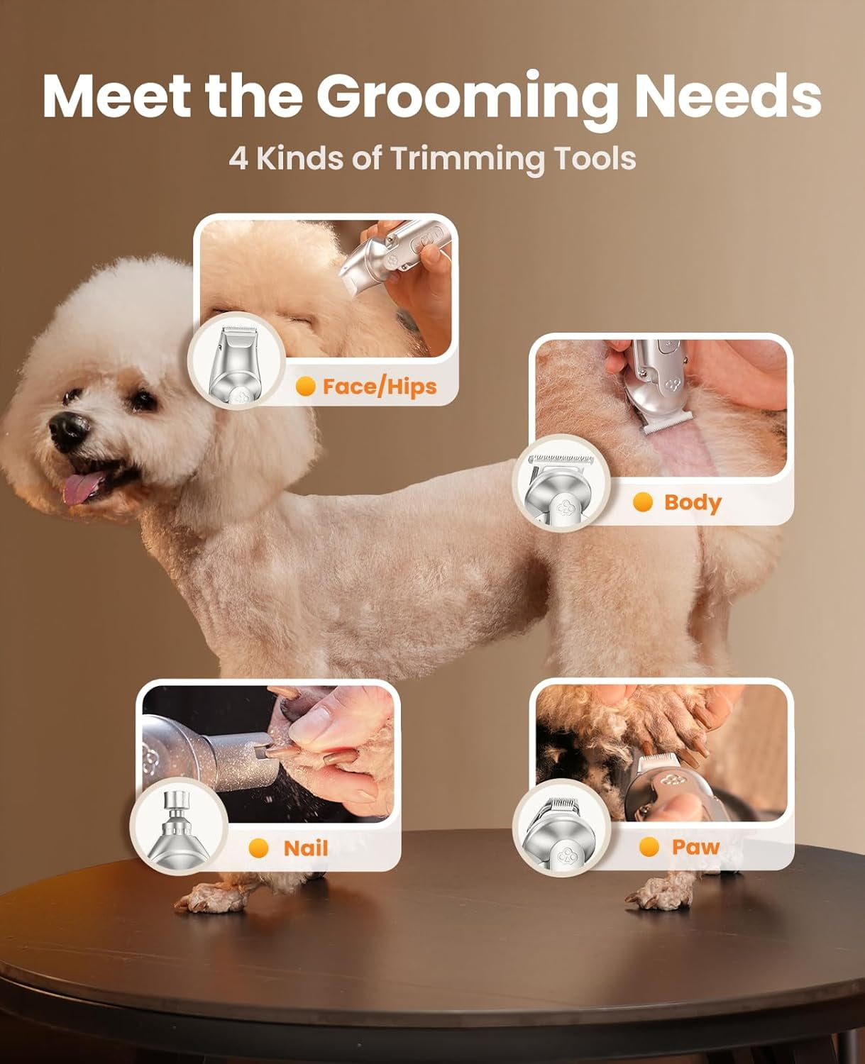 Small Dog Clippers and Paw Trimmer with Low Noise, 4-in-1 Cordless Dog ...