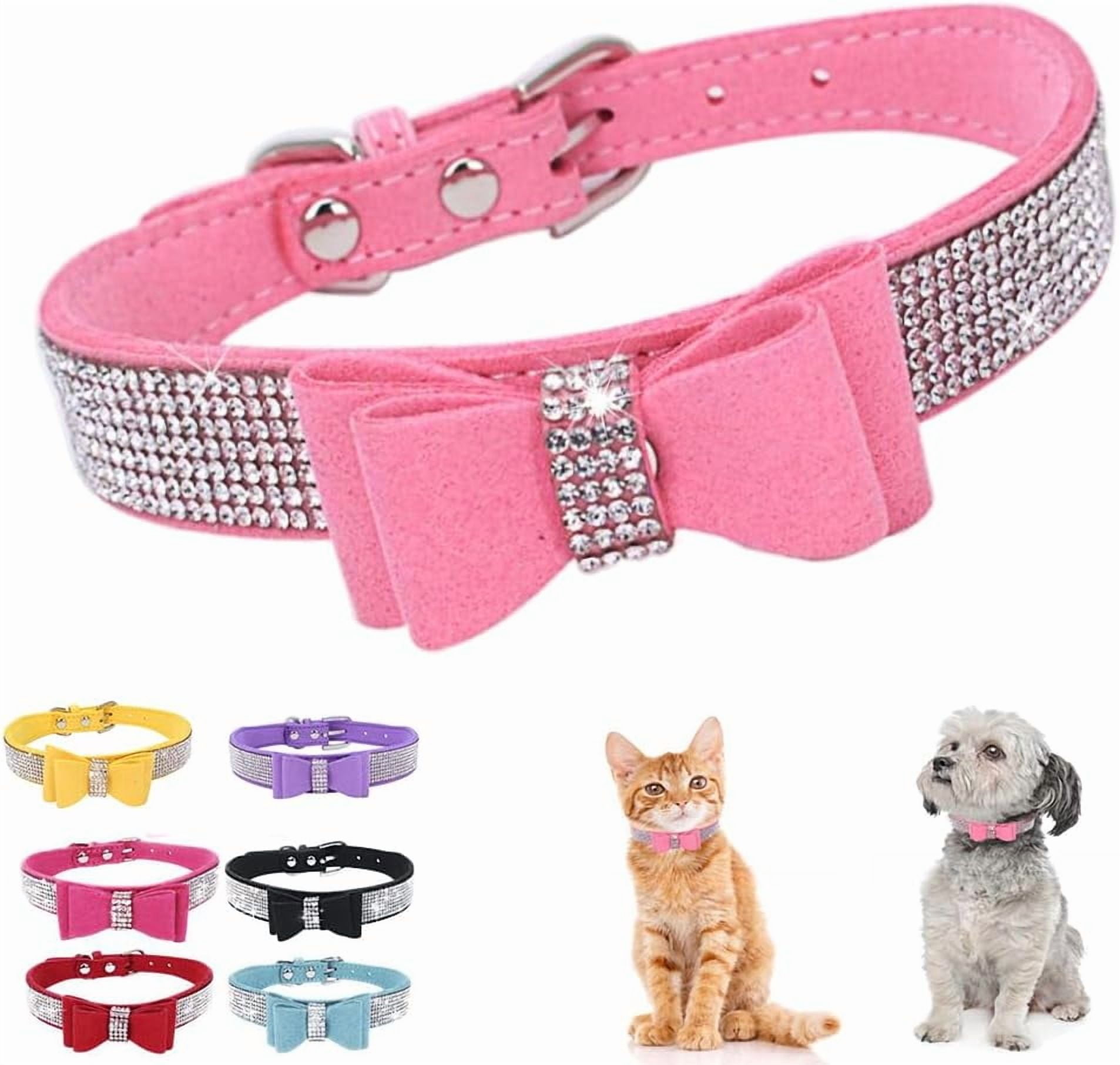 Small Dog Collar with Bowtie,Rhinestone Bling Diamond Sparkly Crystal ...