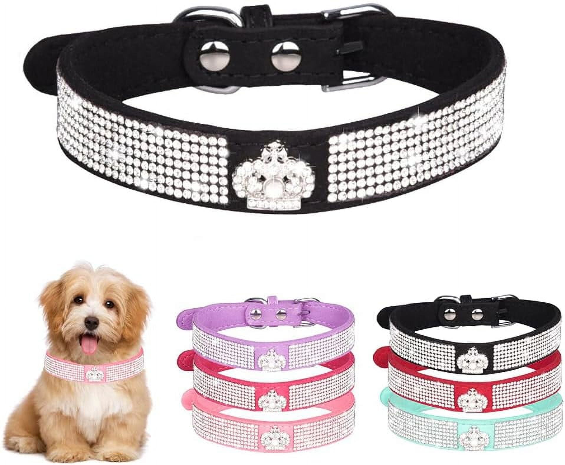 Small Dog Collar with Crown Rhinestone, Pretty Glitter Crystal Jewel ...