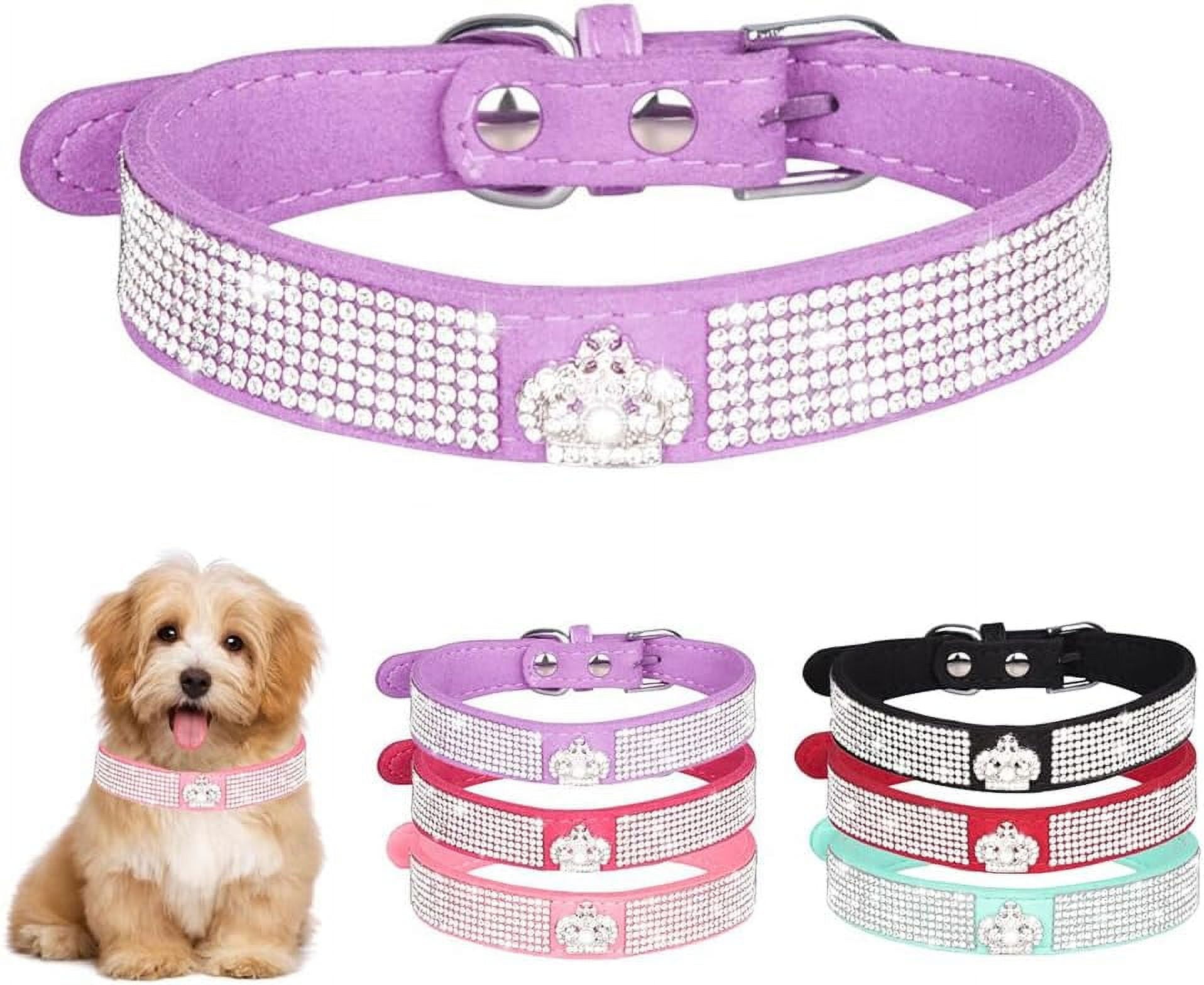 Small Dog Collar with Crown Rhinestone, Pretty Glitter Crystal Jewel ...