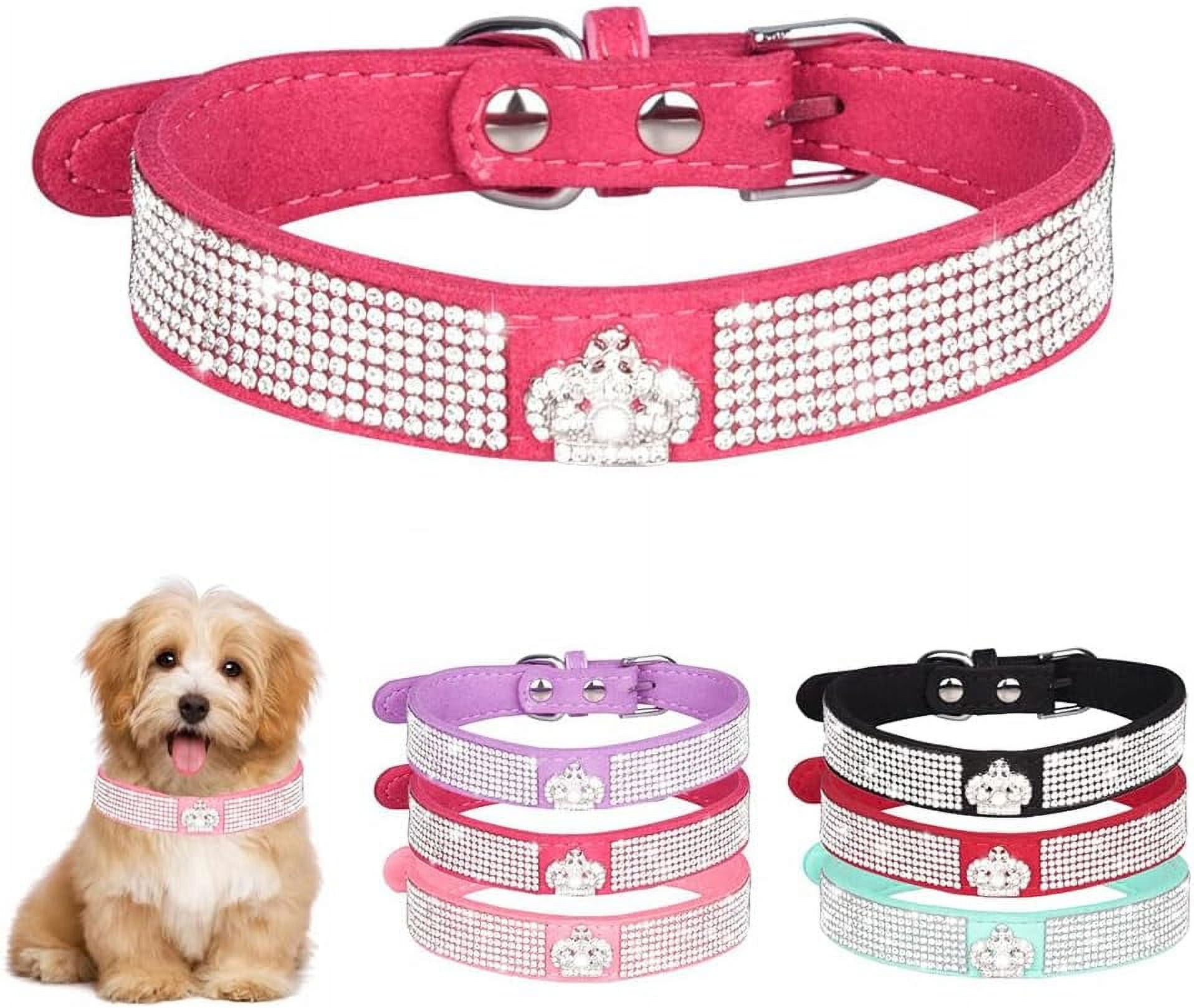 Small Dog Collar with Crown Rhinestone, Pretty Glitter Crystal Jewel ...