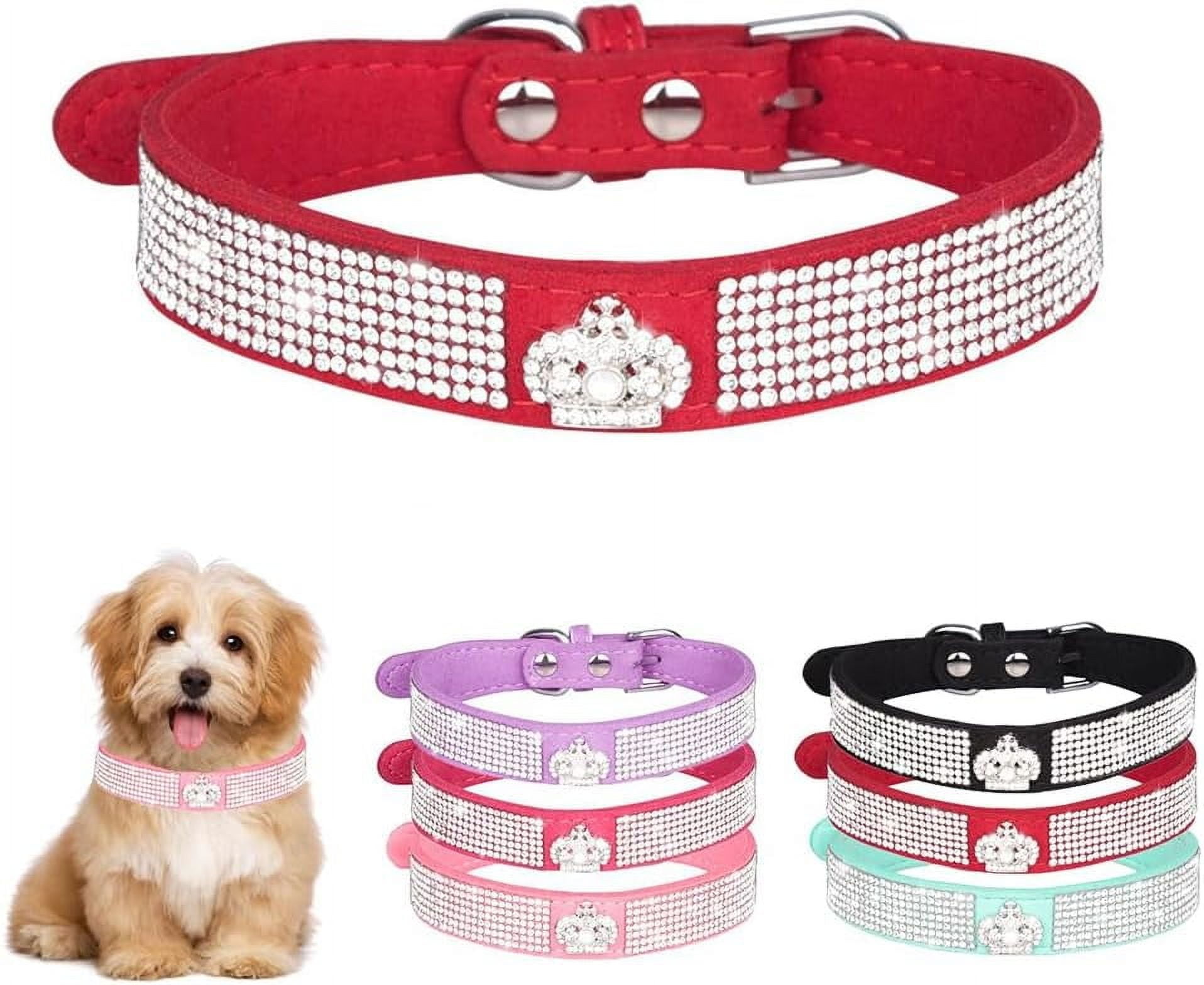 Small Dog Collar with Crown Rhinestone, Pretty Glitter Crystal Jewel ...