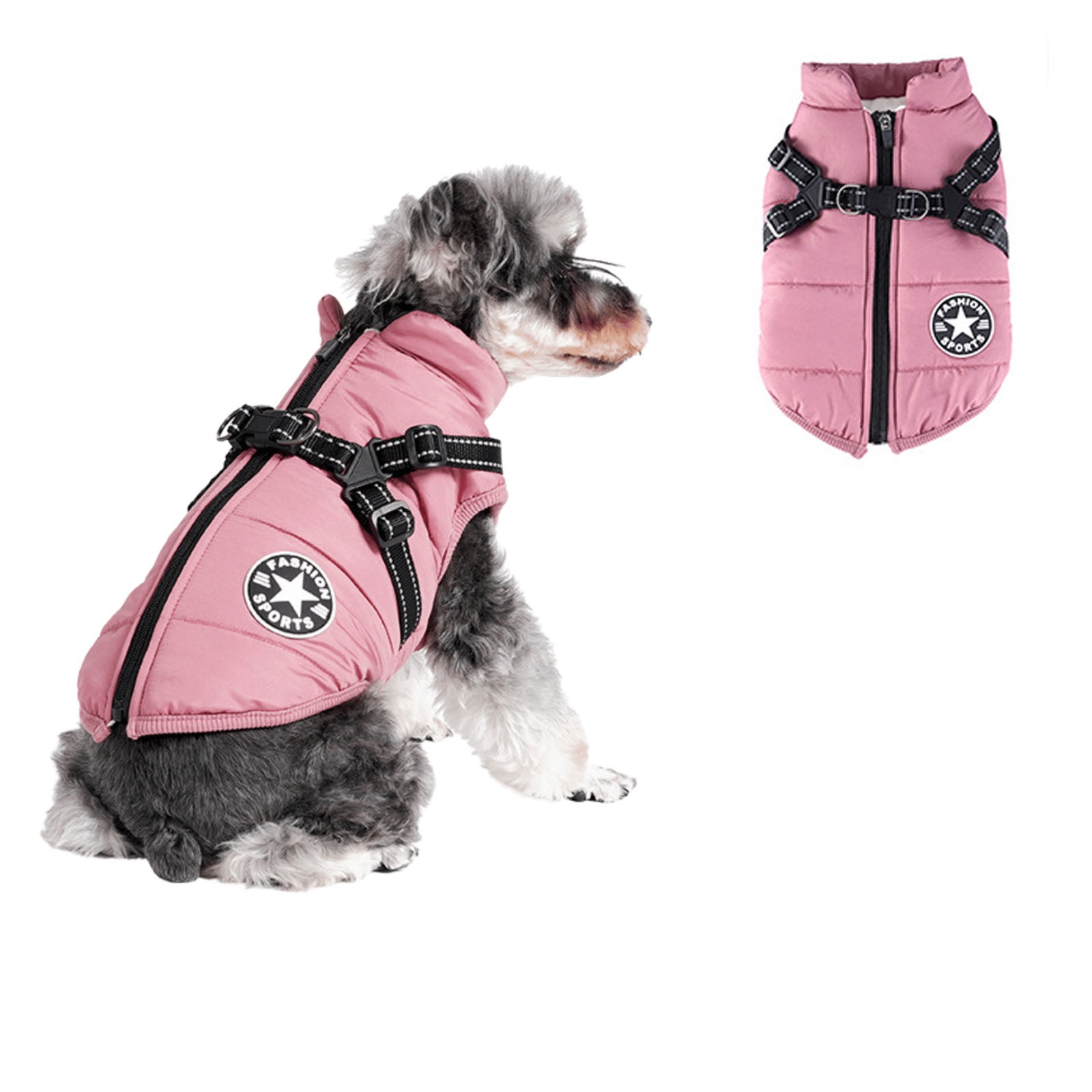 Small Dog Harness Jacket, Small Dog Coat Harness Winter Warm Fleece ...