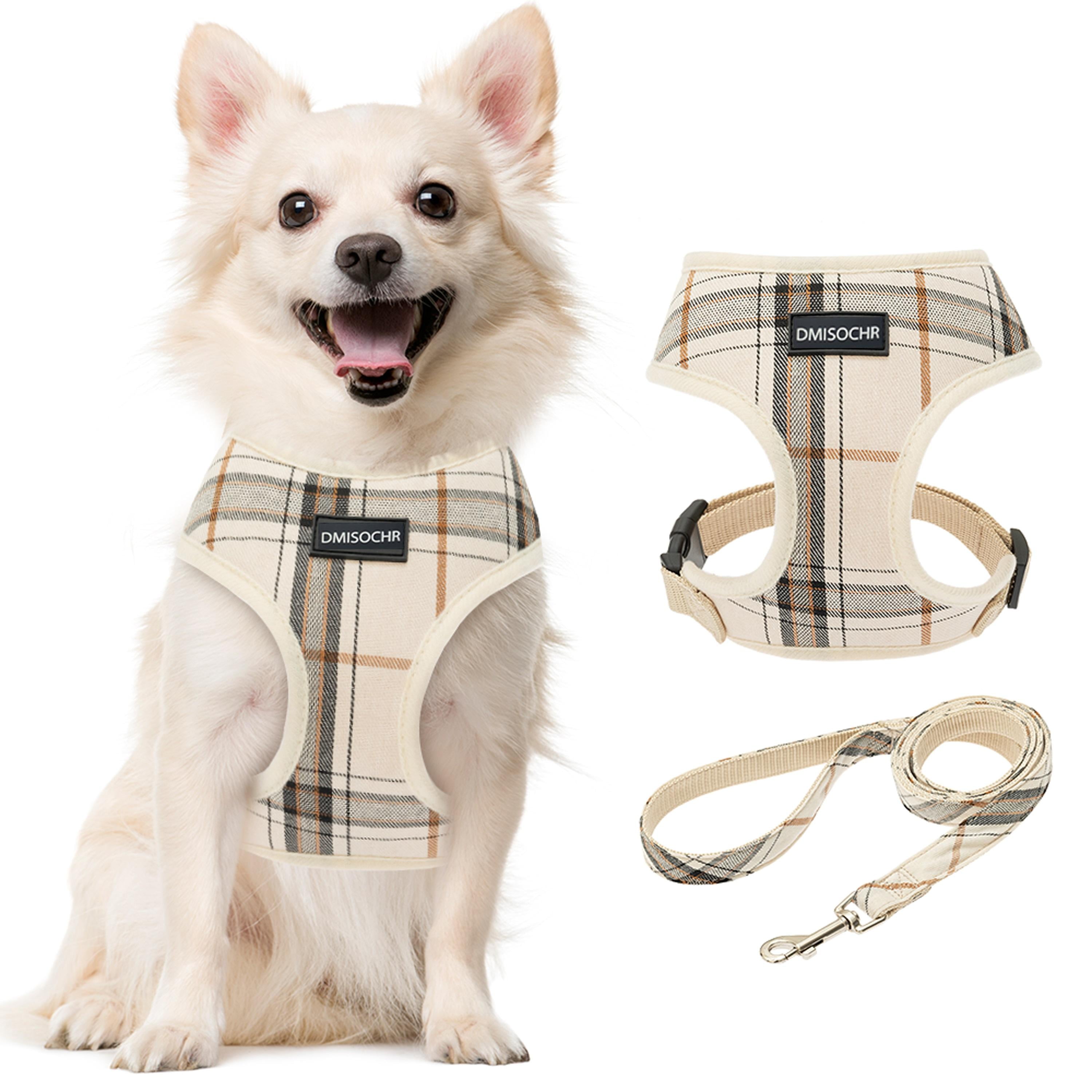 Small Dog Harness and Leash Set - No Pull Plaid Cute Dog Vest Harness ...