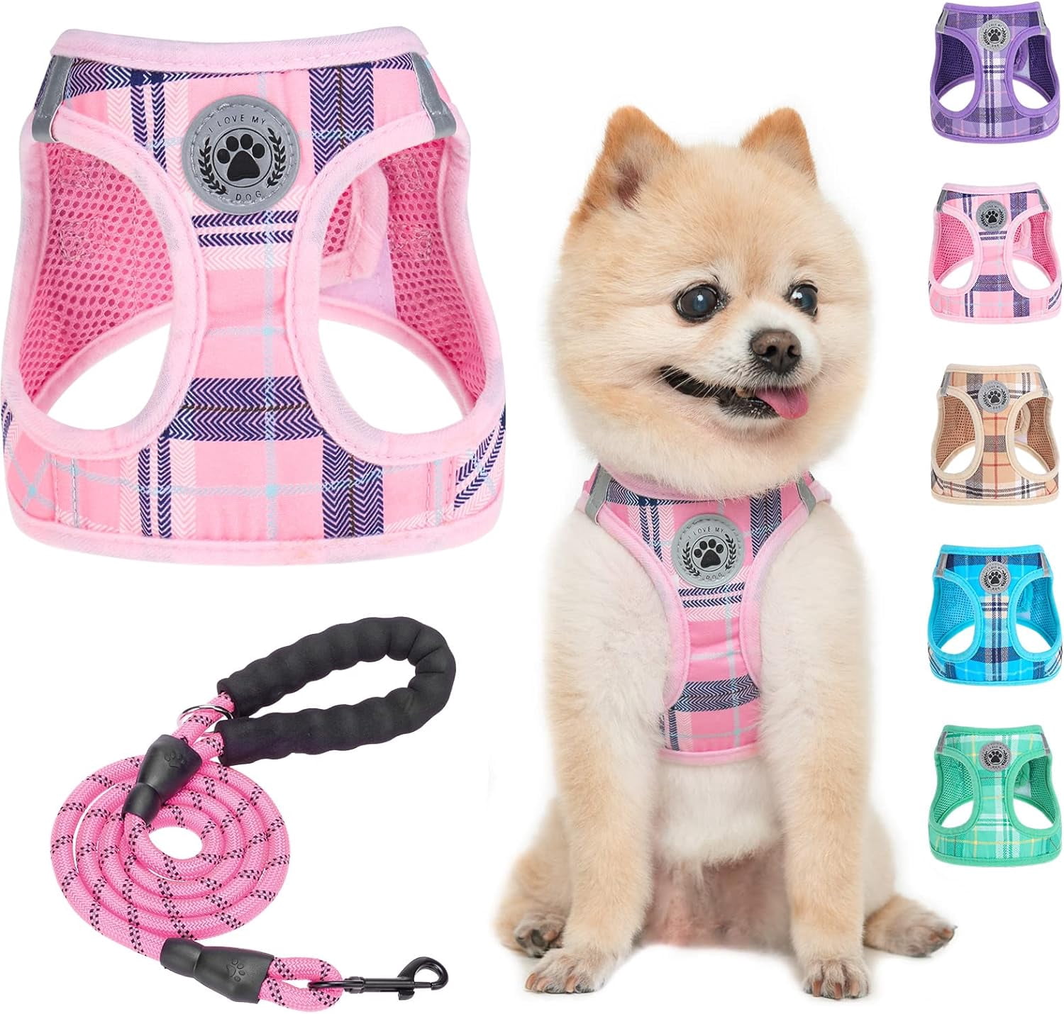 Small Dog Harness and Leash Set,Step in No Choke No Pull Soft Mesh Dog ...