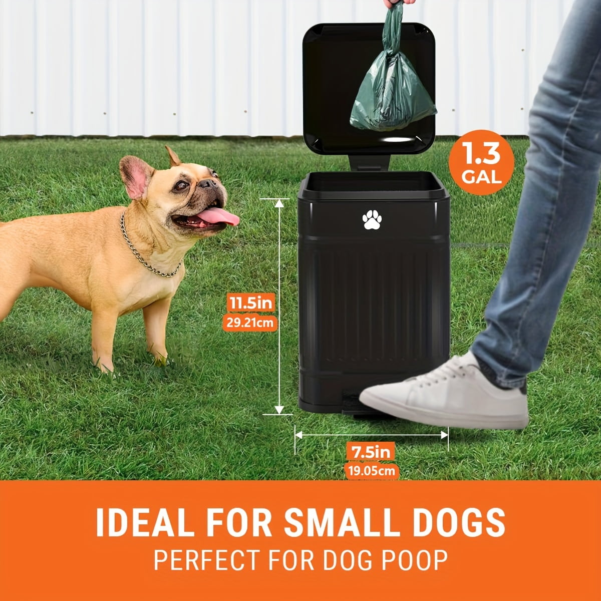 Small Dog Poop Trash Can With Lid 5L/1.3 Gal, 2 Rolls Garbage Bags ...