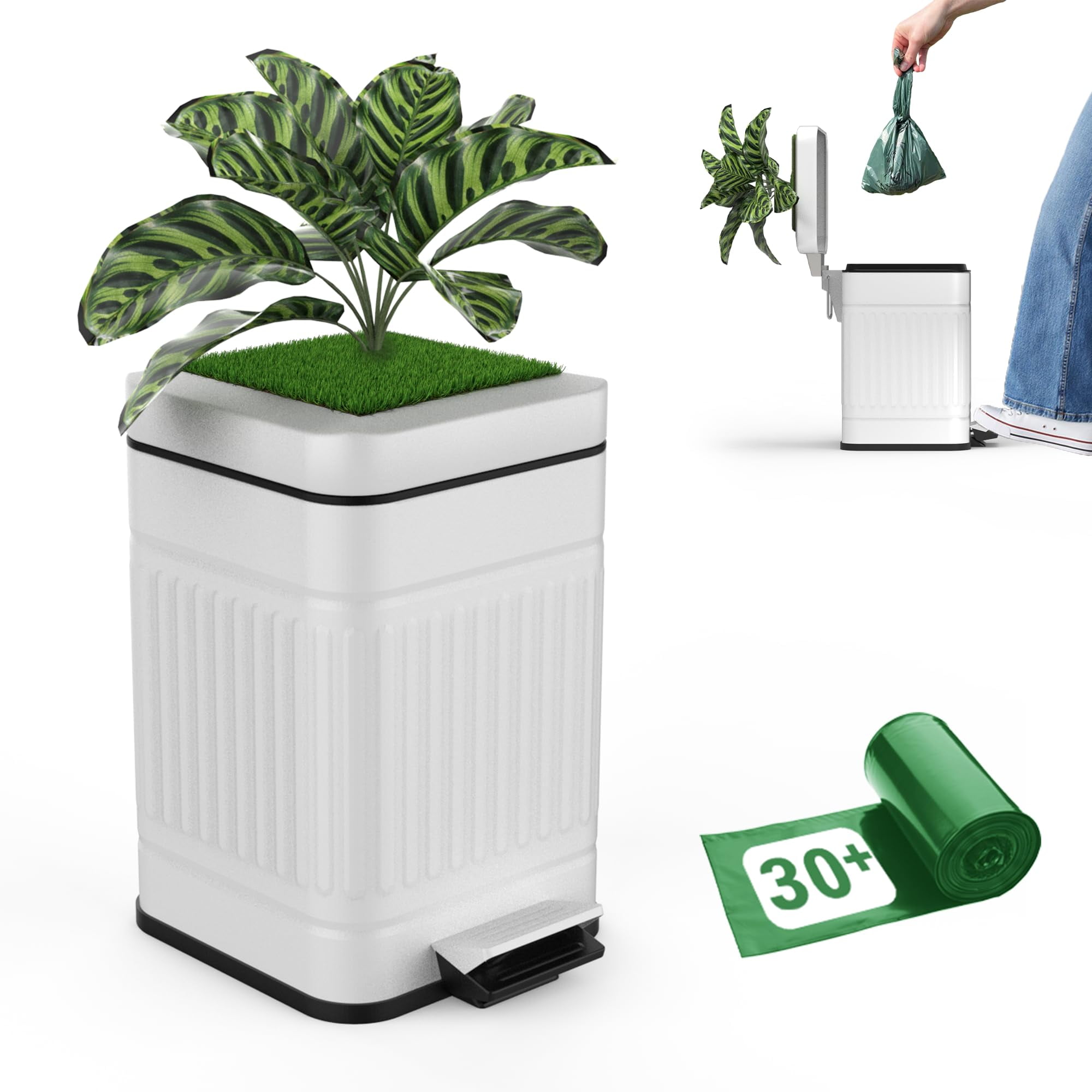 Small Dog Poop Trash Can Outside, 1.3 Gal Metal Dog Waste Trash Can ...