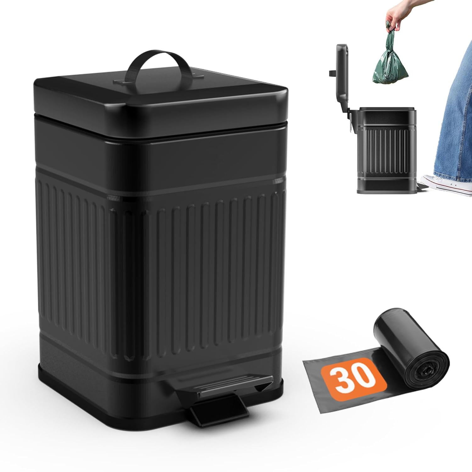 Small Dog Poop Trash Can Outside, 1.3 Gal Metal Dog Waste Trash Can ...