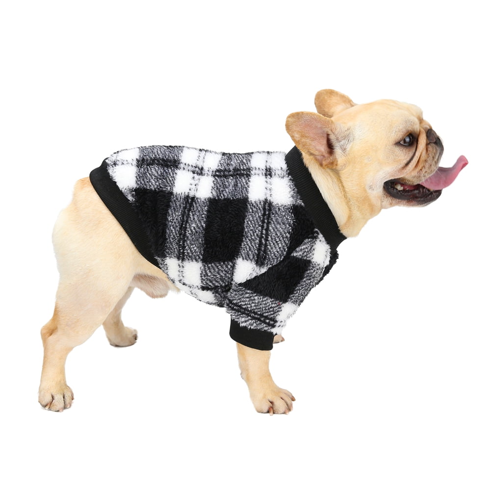 Small Dog Sweater Fleece Dog plaid Winter Warm Puppy Clothes for Dog ...