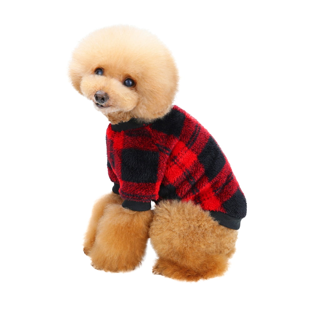 Small Dog Sweater Fleece Dog plaid Winter Warm Puppy Clothes for Dog ...
