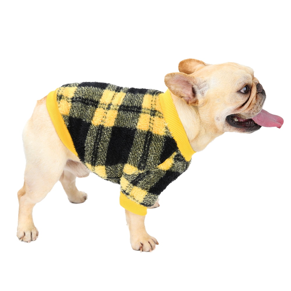 Small Dog Sweater Fleece Dog plaid Winter Warm Puppy Clothes for Dog ...