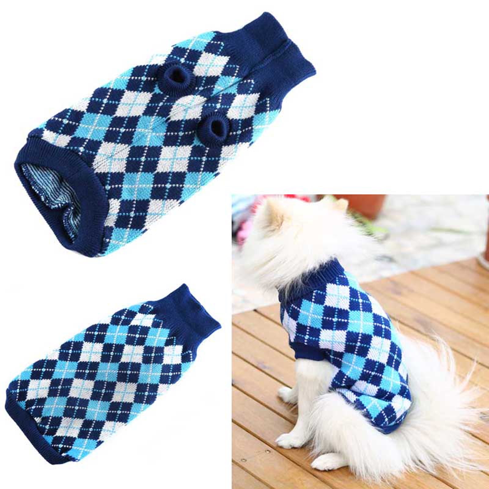 Small Dog Sweater Knitted Pet Cat Clothes Warm Sweatshirt Winter Kitten ...