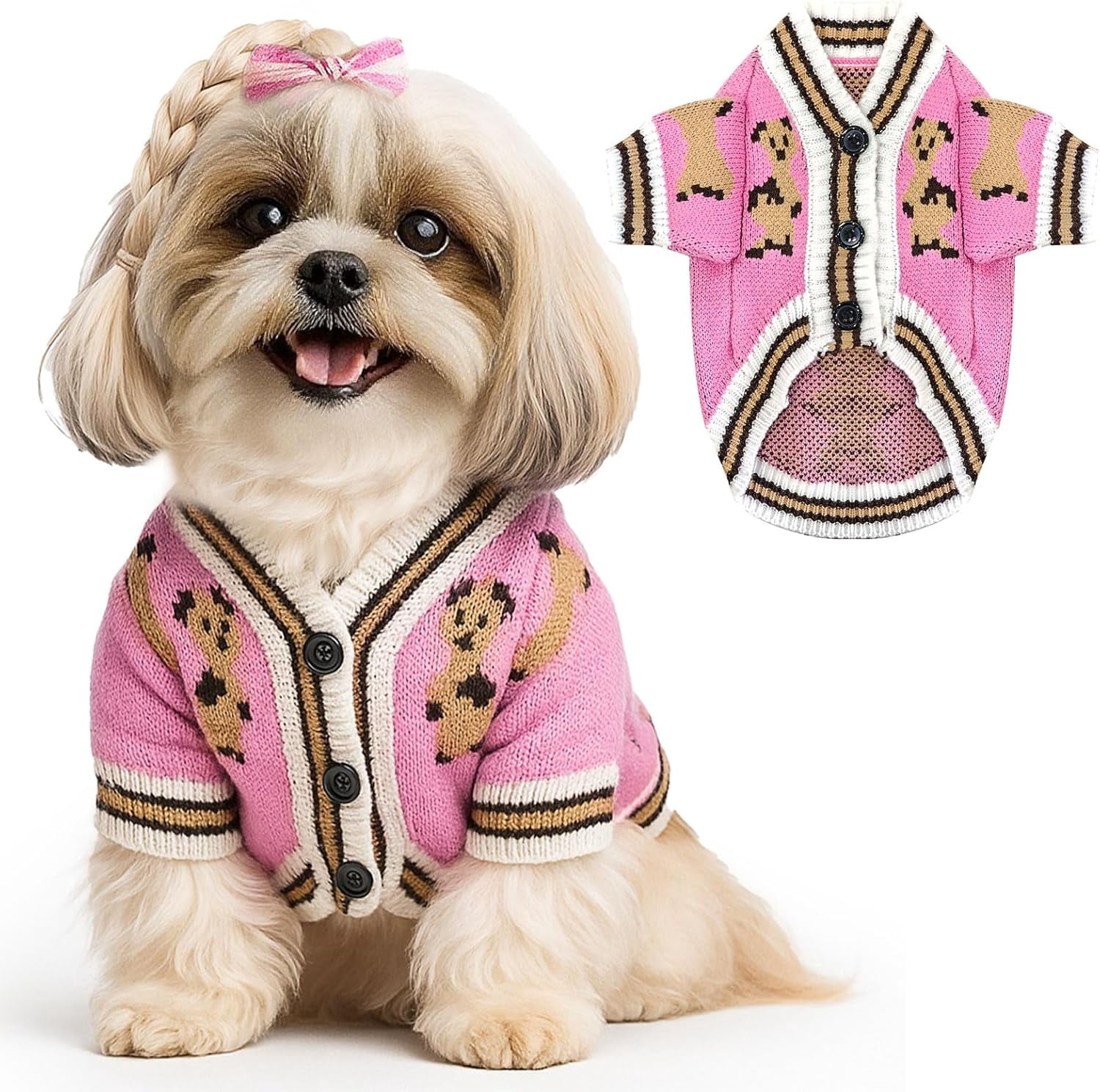 Small Dog Sweaters Cute Bear Dog Cardigans Clothes for Small Medium ...