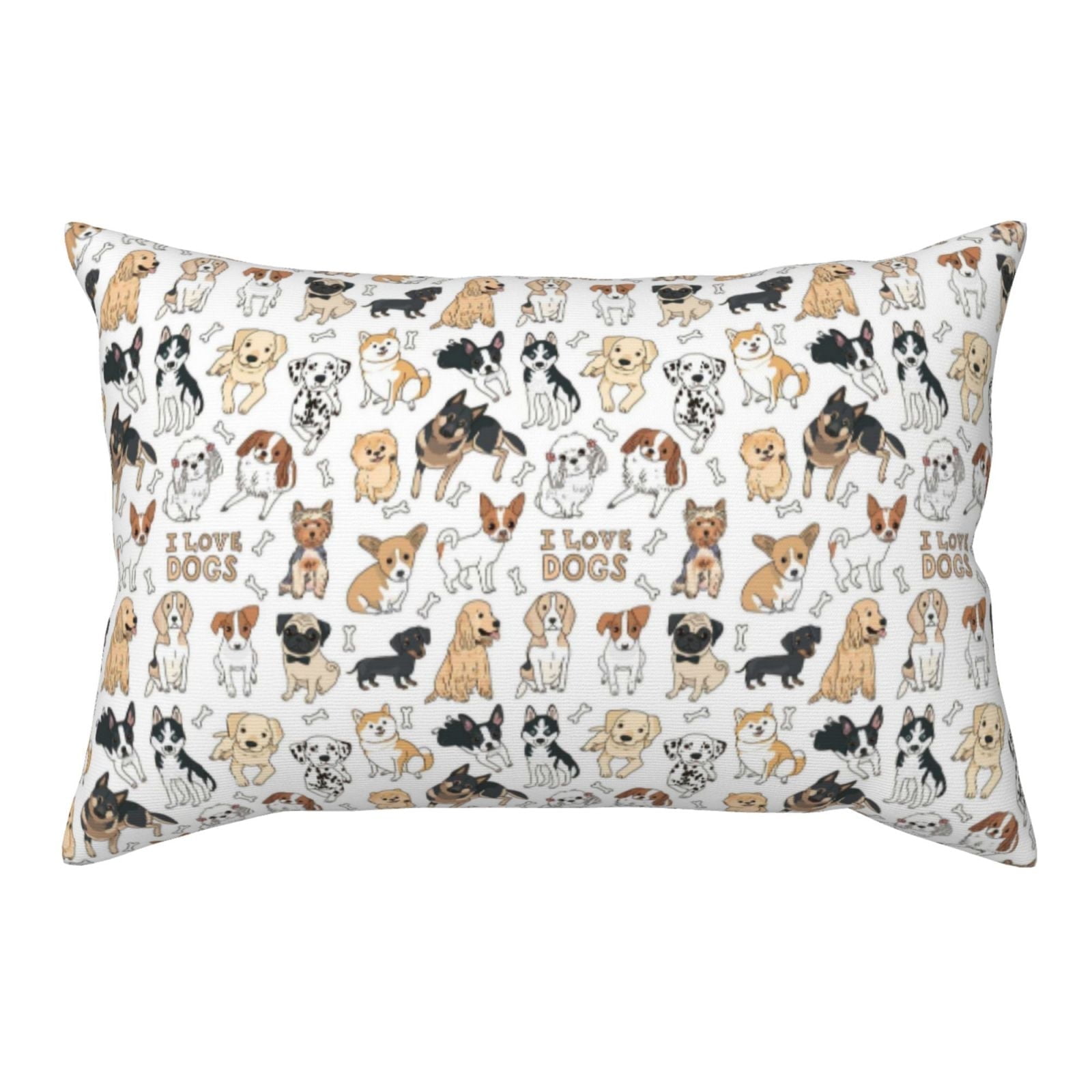 Small Dogs Envelope Satin Pillowcases，Cute Puppy Queen Bed Pillow Case ...