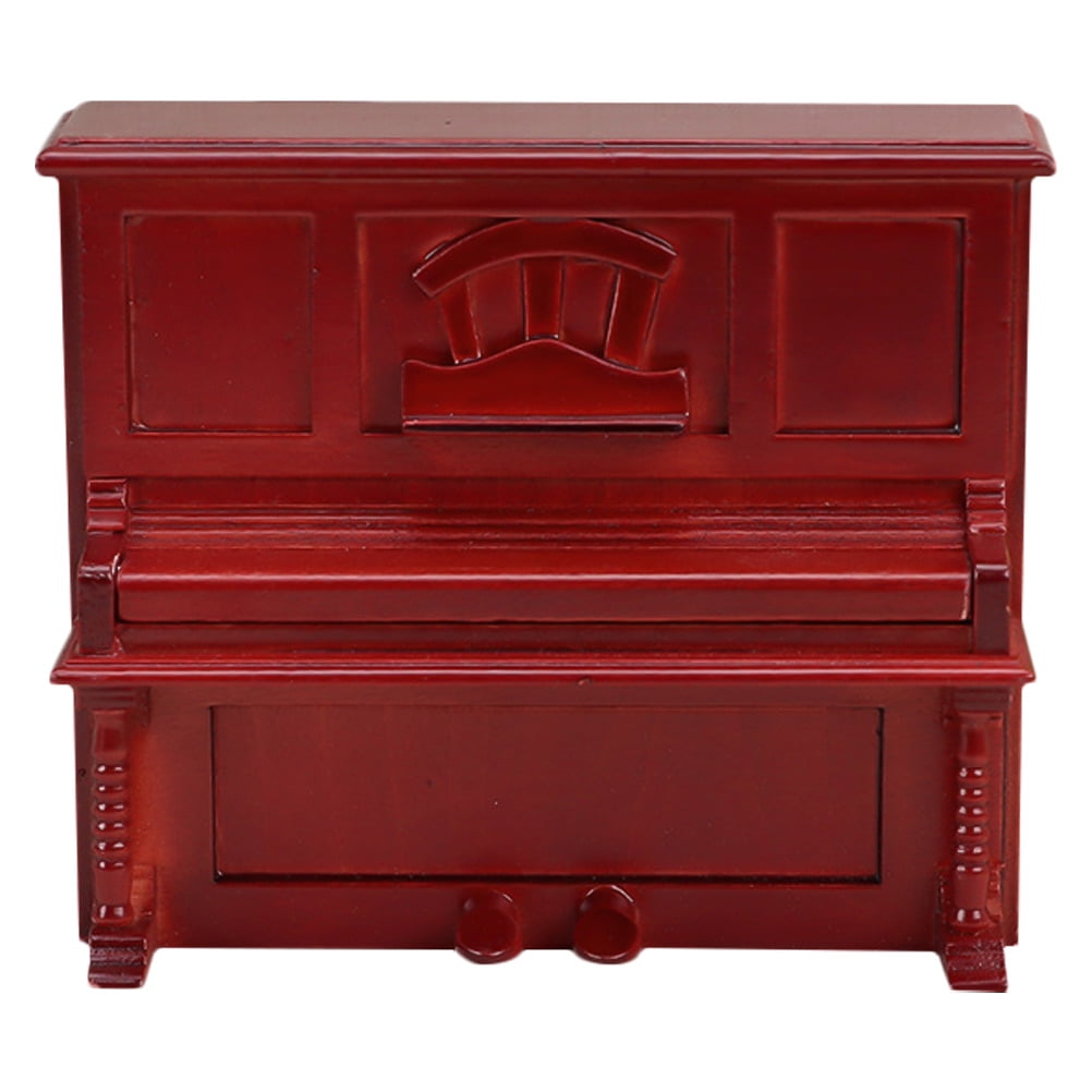 Red Miniature Piano for Dollhouse Layout Decorations Retro Style ...
