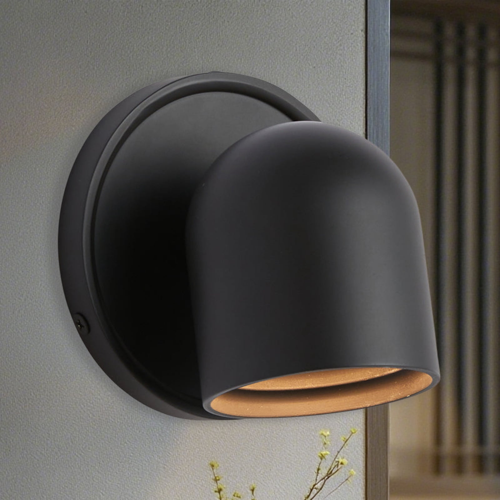 Small Dome Black Metal Sconce, Hand-polished Wall Light, LED Wall Lamp ...
