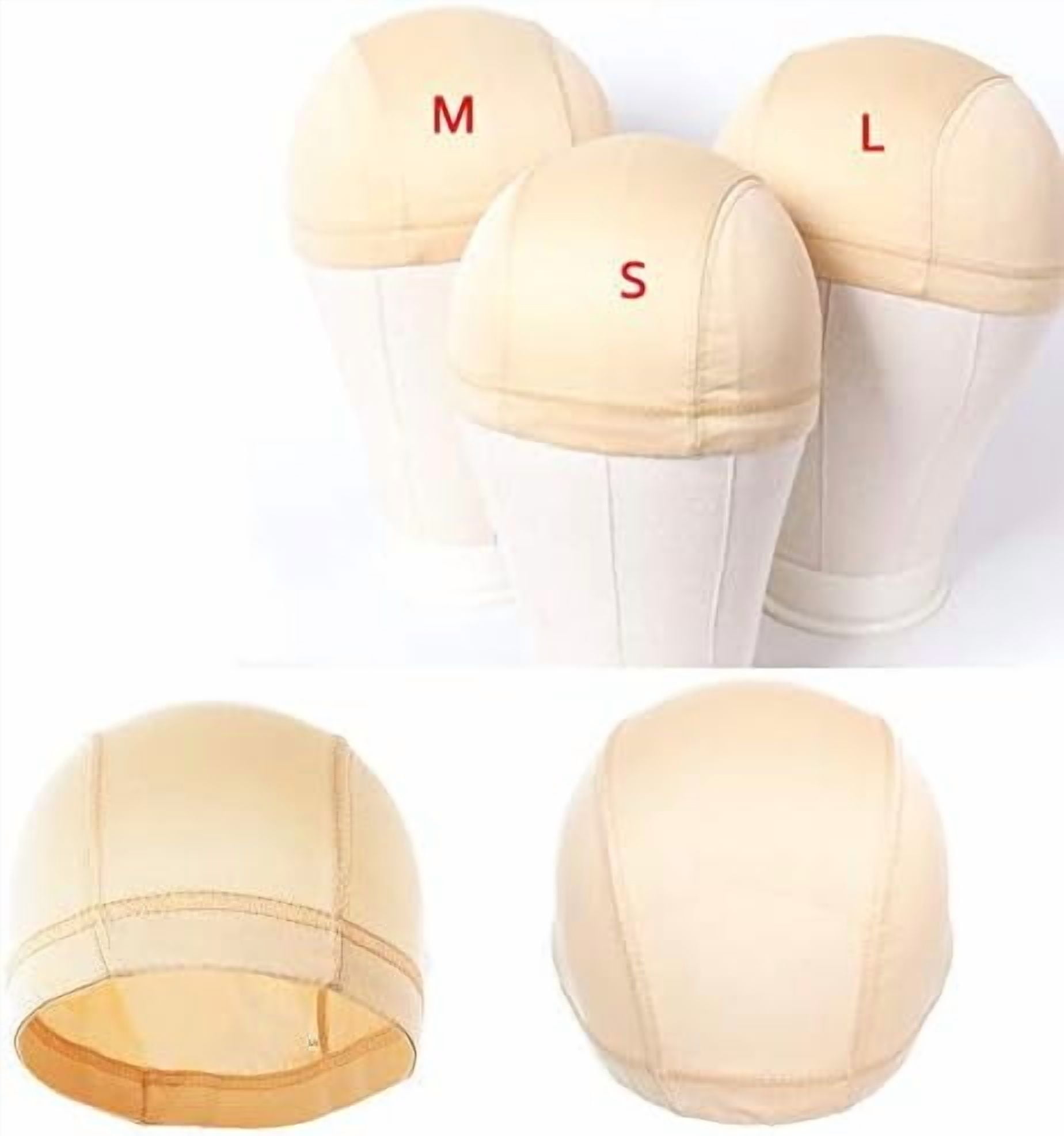 Small Dome Caps For Wigs 6 count Stretchable Beige Dome Wig Cap Spandex ...