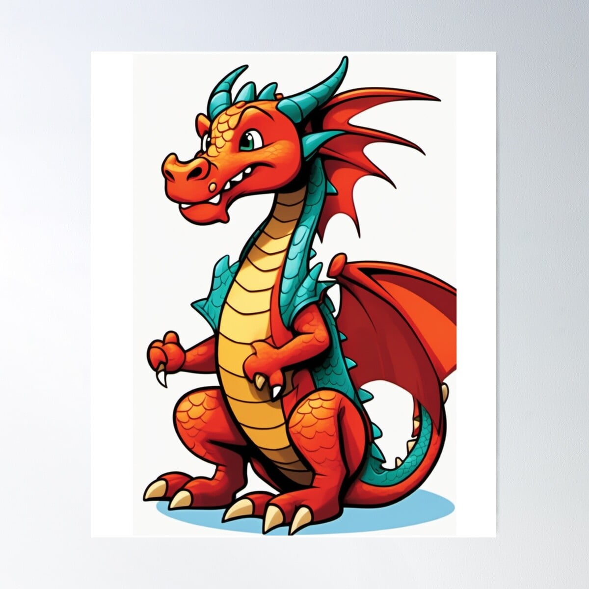 Small Dragon Cartoon Poster Wall Art, Modern Wall Decor For Living Room ...