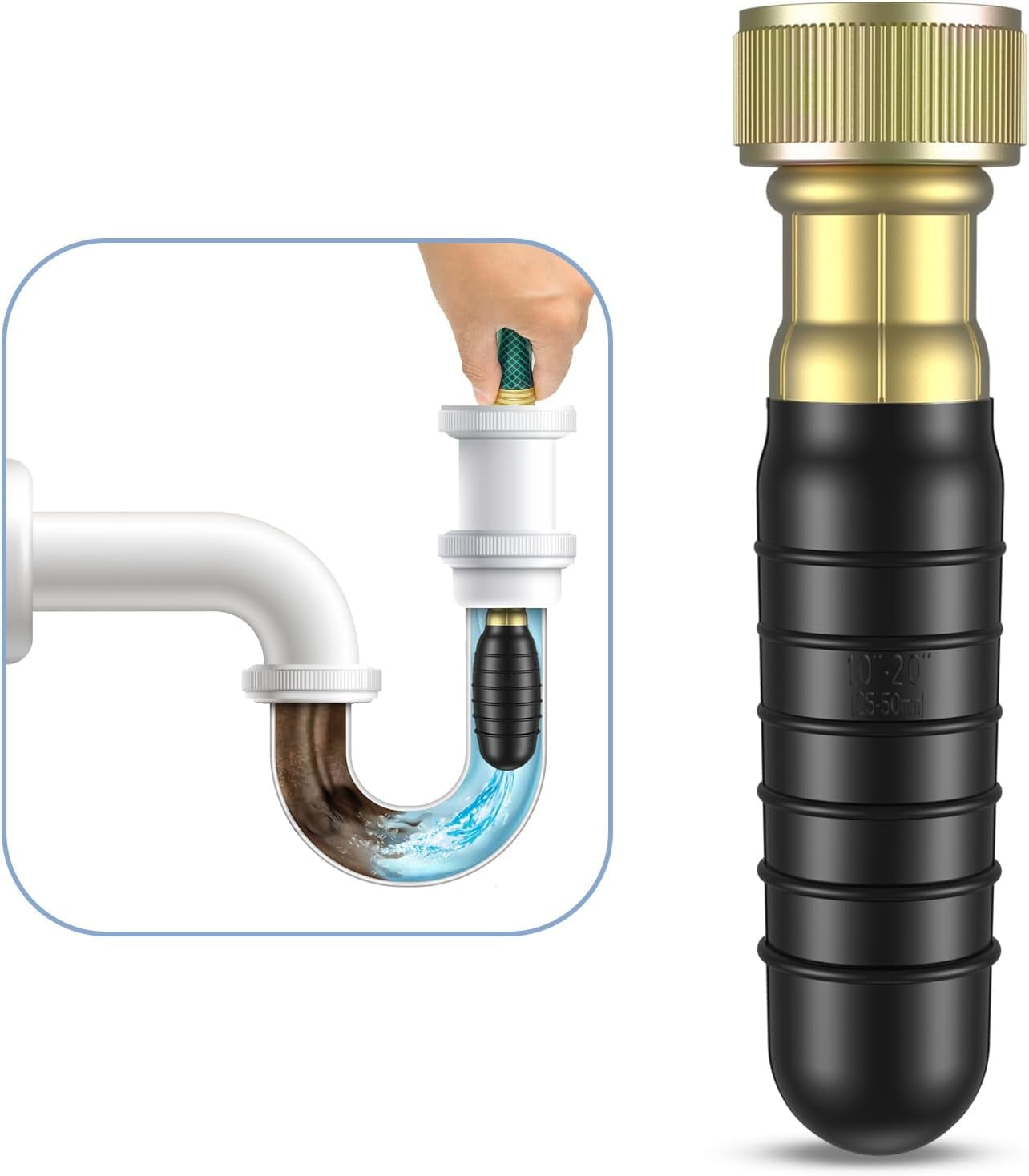 Small Drain Cleaning Bladder Fits 1" to 2" Pipes, Rubber Drain Bladder ...