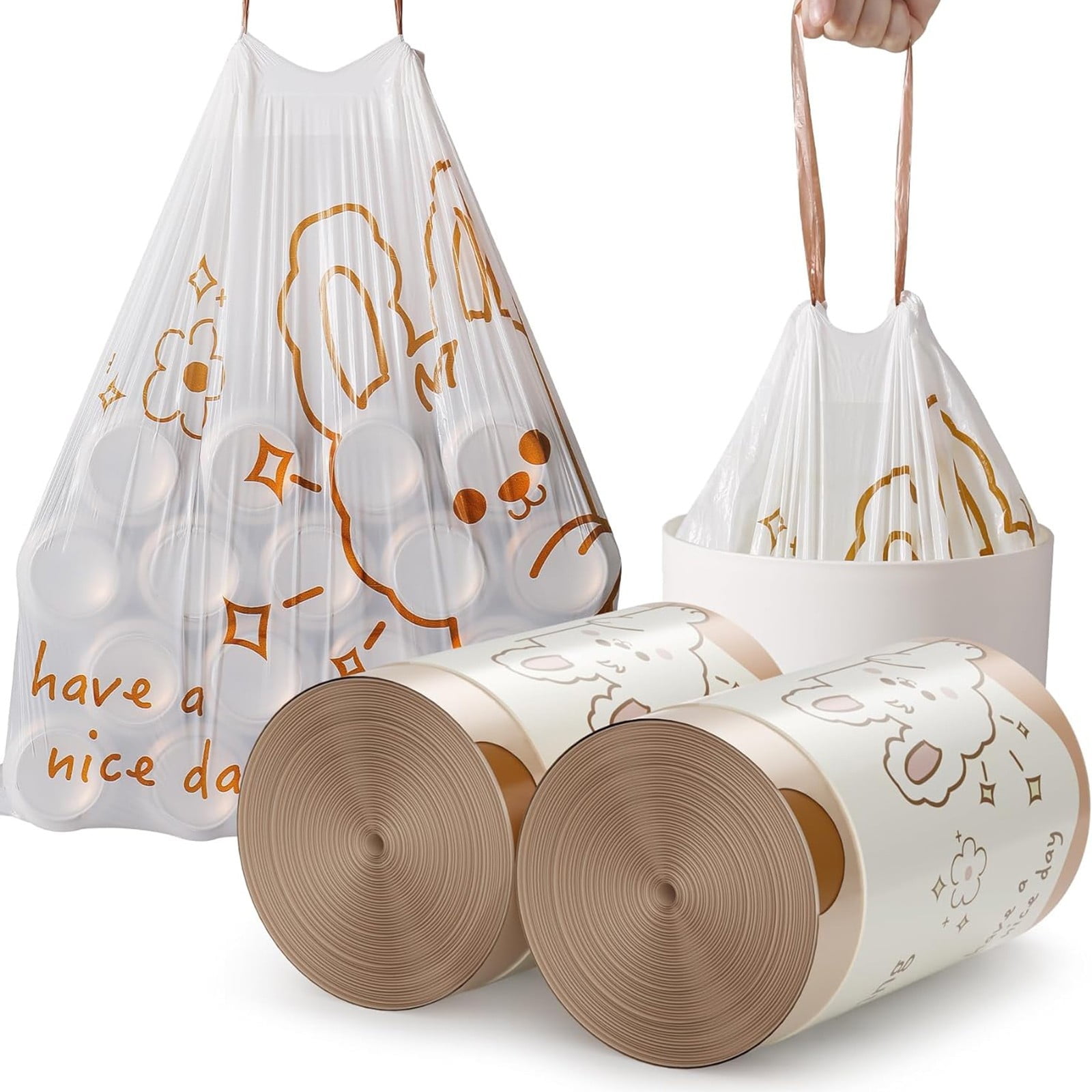 Small Drawstring Trash Bags - 20 Count 3 Gallon Bathroom & Kitchen ...